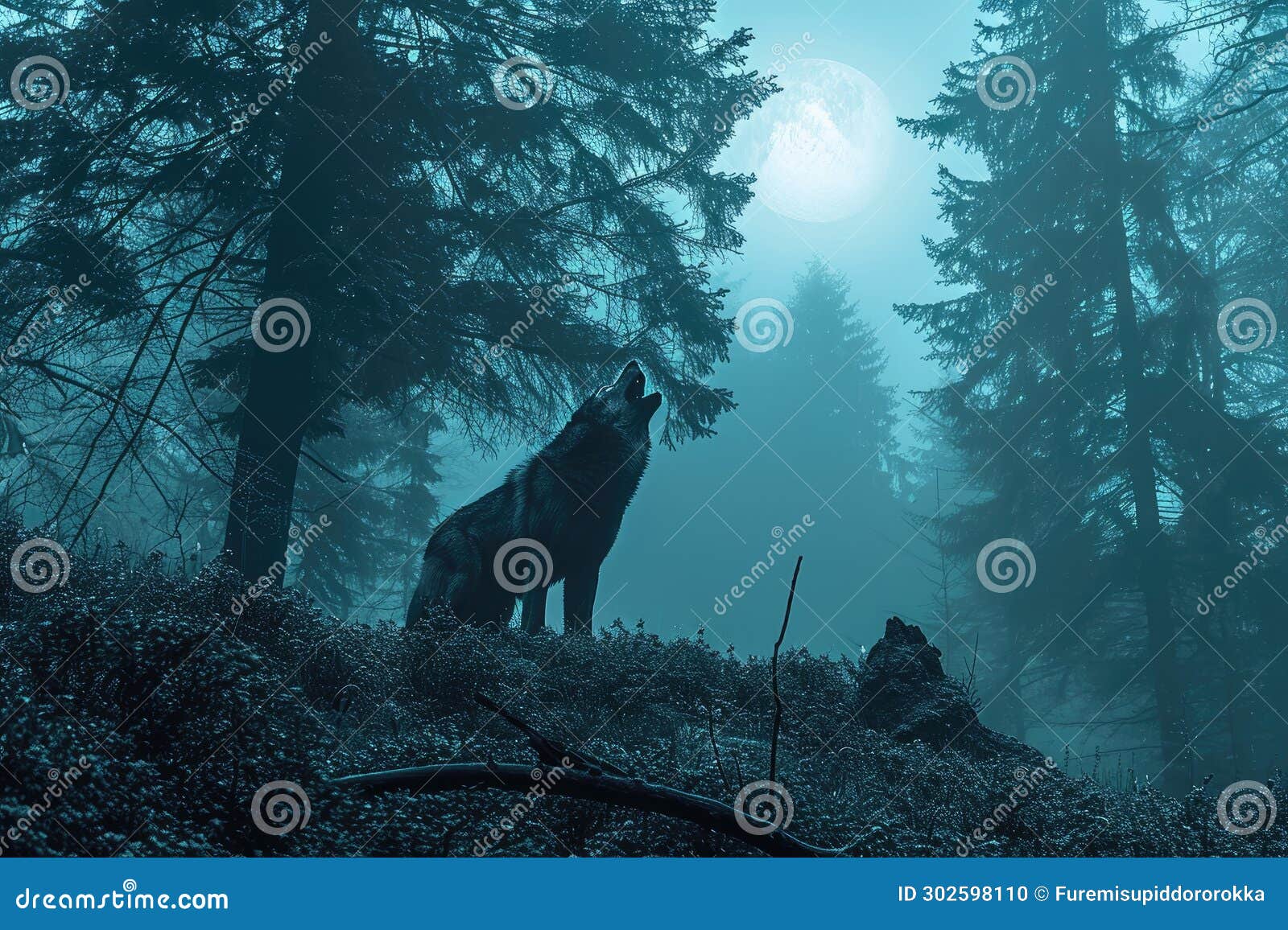 Werewolf Howling at the Moon in a Forest Howling Wolf Stock ...