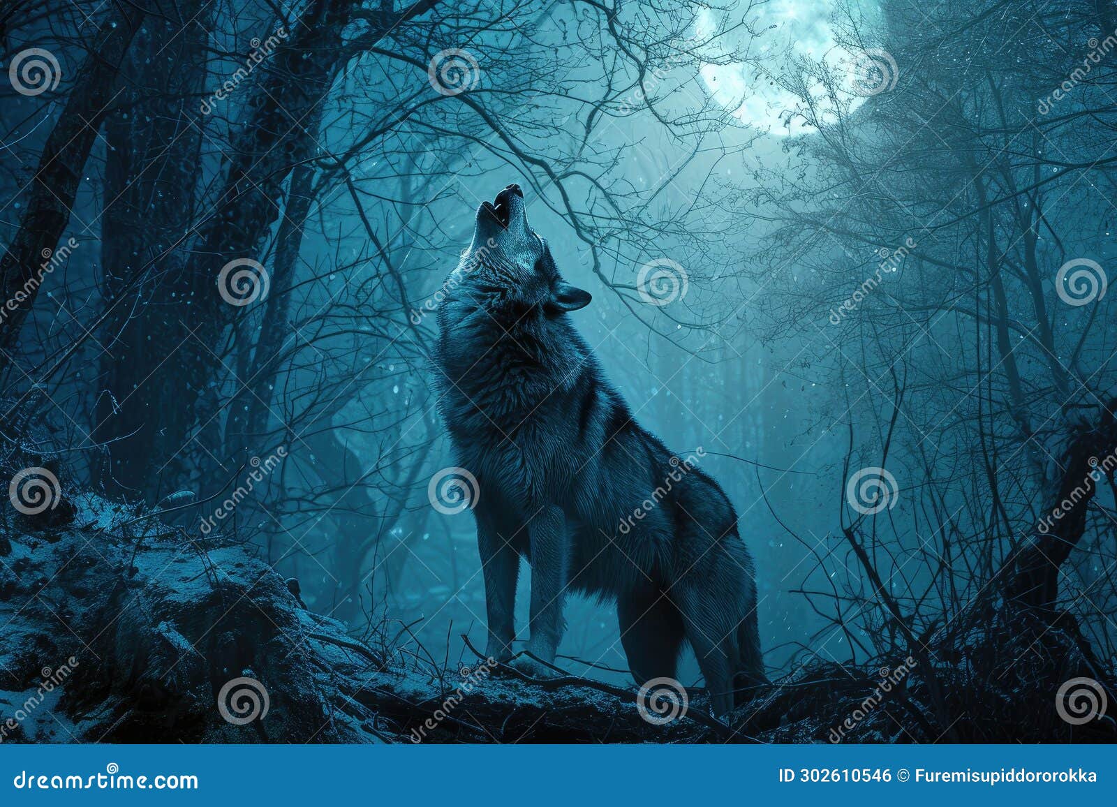 Werewolf Howling at the Moon in a Forest Howling Wolf Stock ...