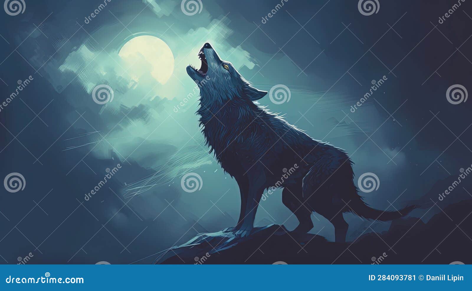 A Werewolf Howling at the Moon Stock Illustration - Illustration of ...