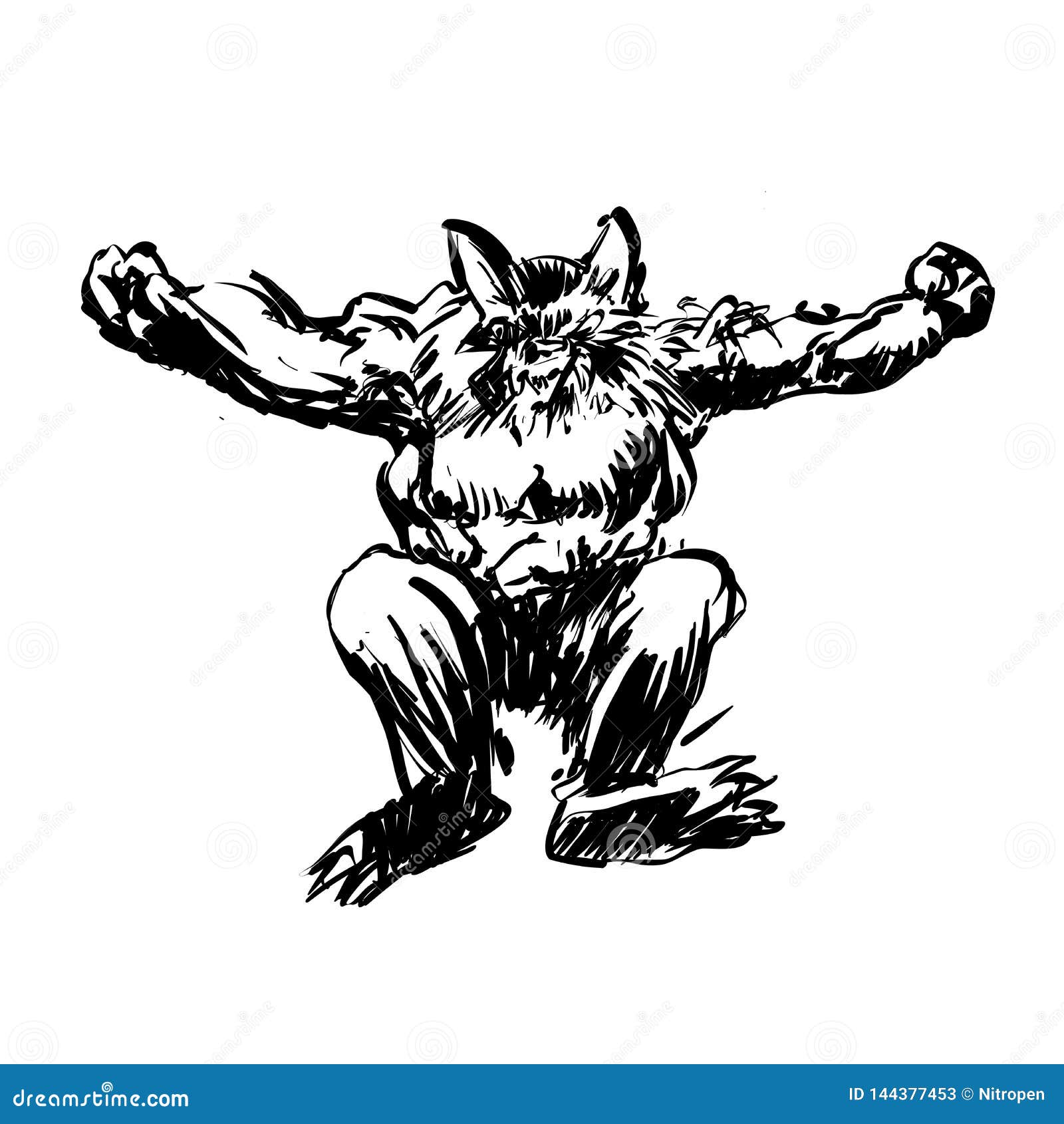 Werewolf jumping drawing stock vector. Illustration of attack - 144377453