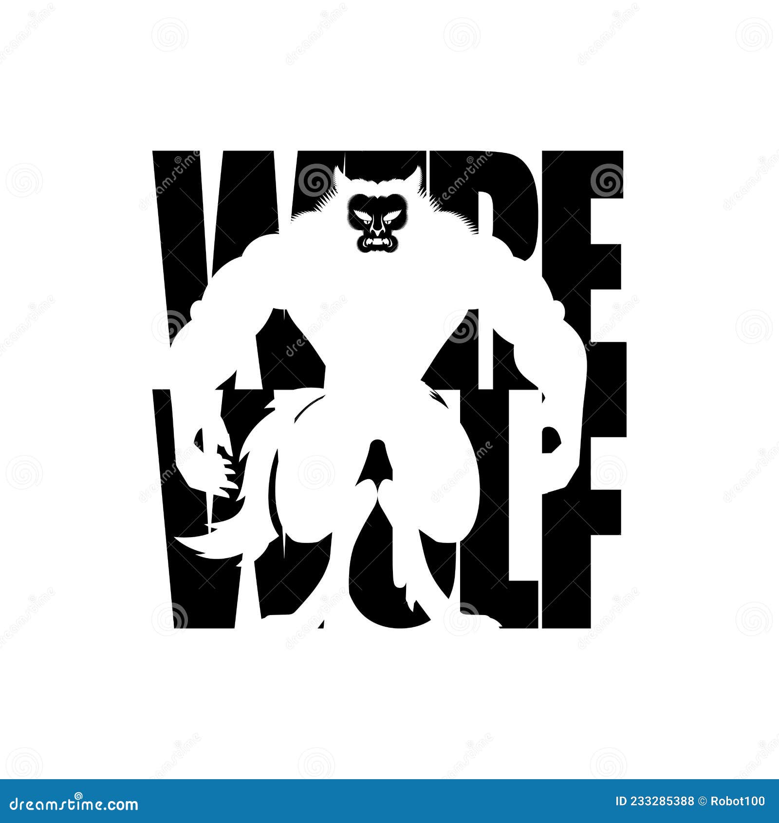 Werewolf Lettering Silhouette of in Text. Werwolf Typography. Wolfman ...