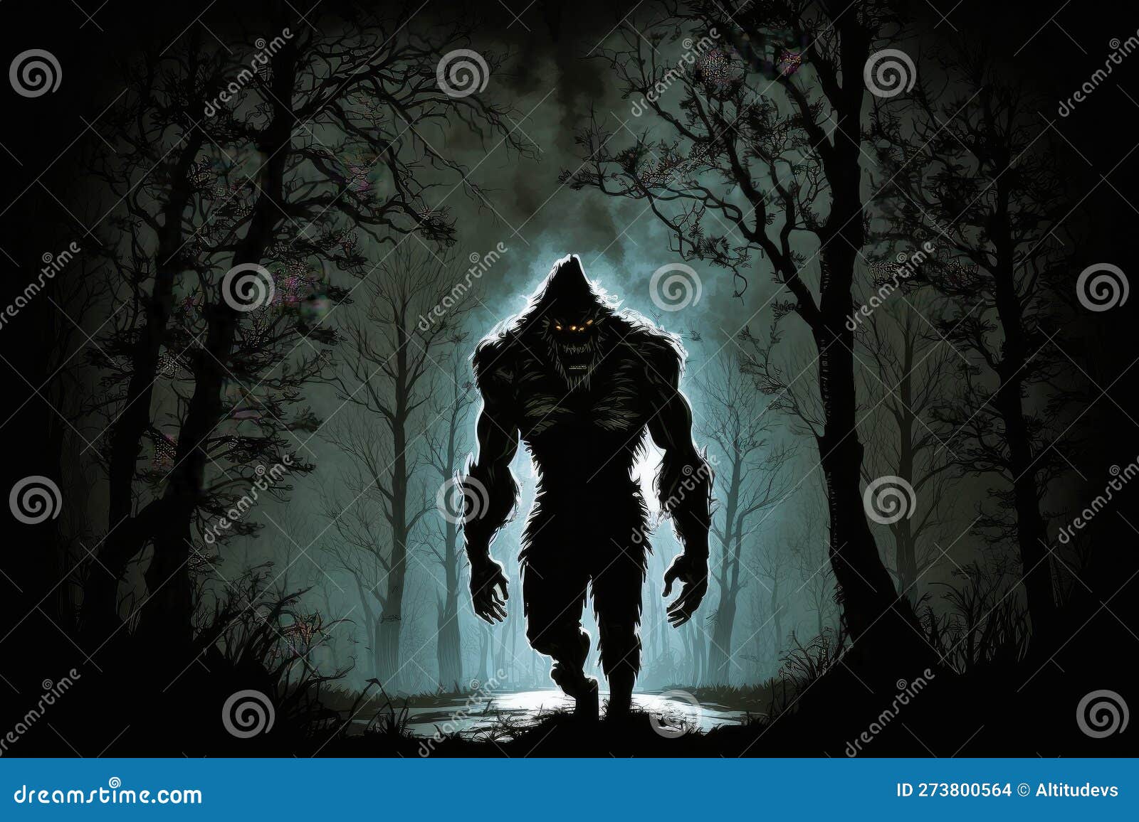 Werewolf Lurking in the Shadows, Preparing To Attack Stock Illustration ...