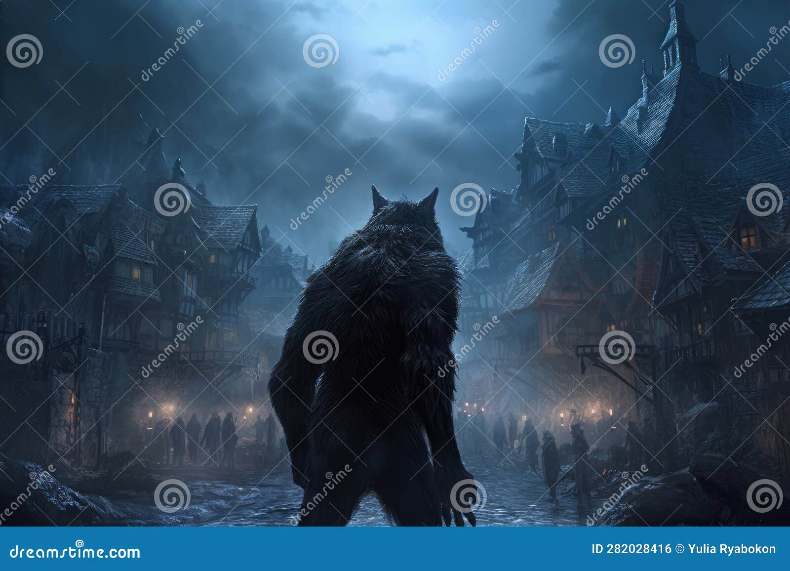 Werewolf Night Medieval. Generate Ai Stock Illustration - Illustration ...
