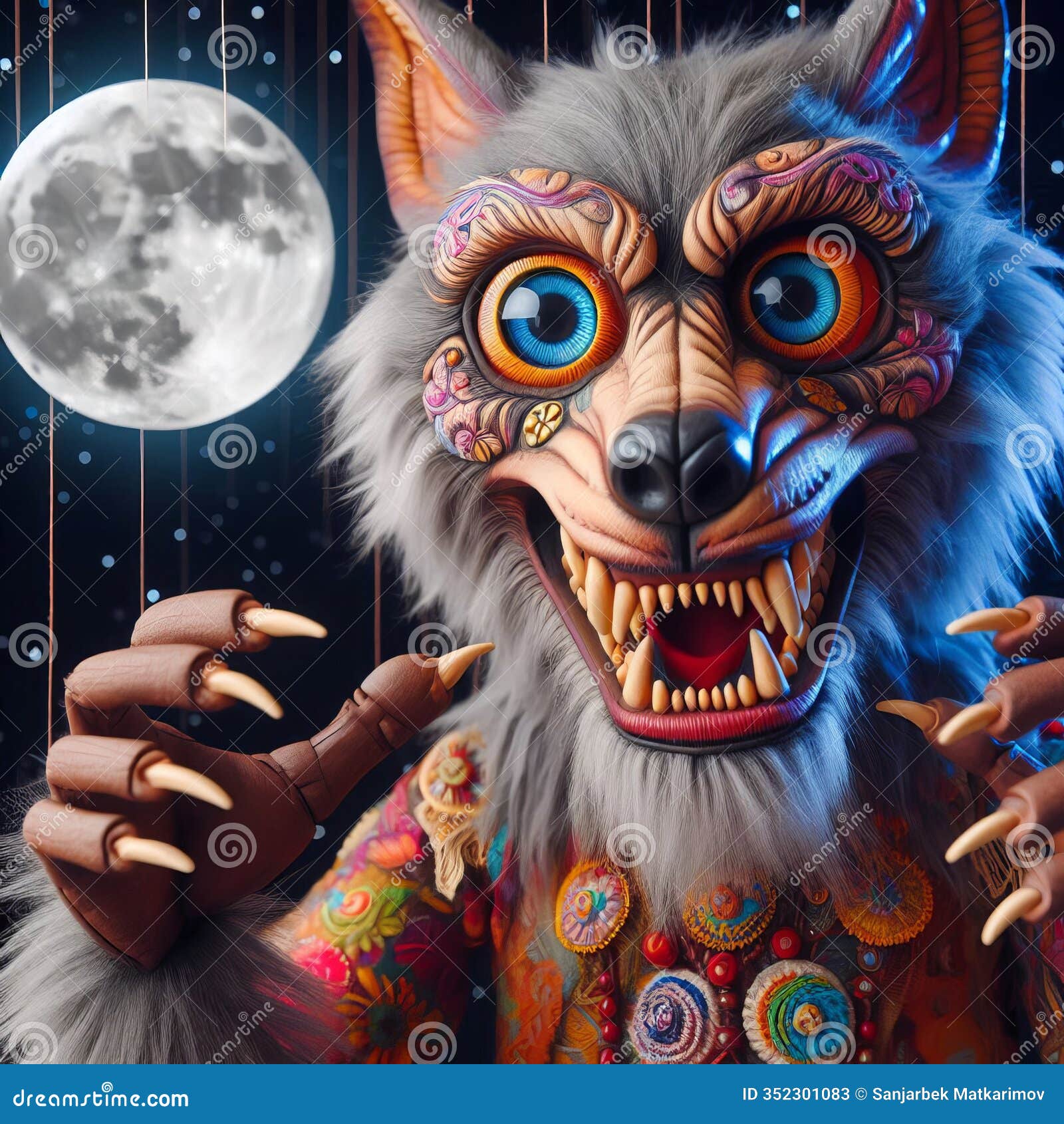 Werewolf Puppet Colorful Puppet Inspired by Werewolf Folklore an Stock Illustration ...