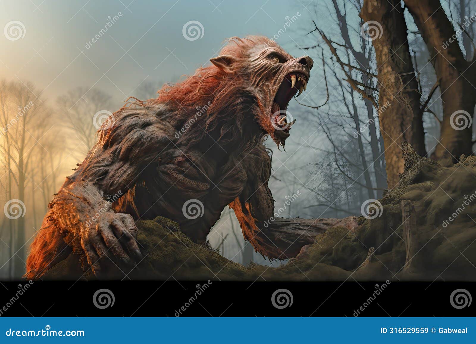 Werewolf Screaming, AI Generated Stock Illustration - Illustration of ...