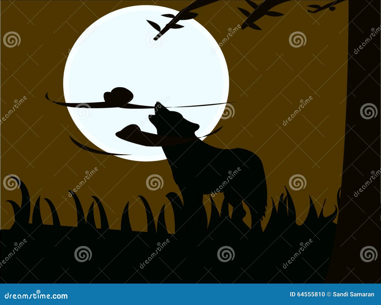 Werewolf Shadow Vector Illustration | CartoonDealer.com #64555810