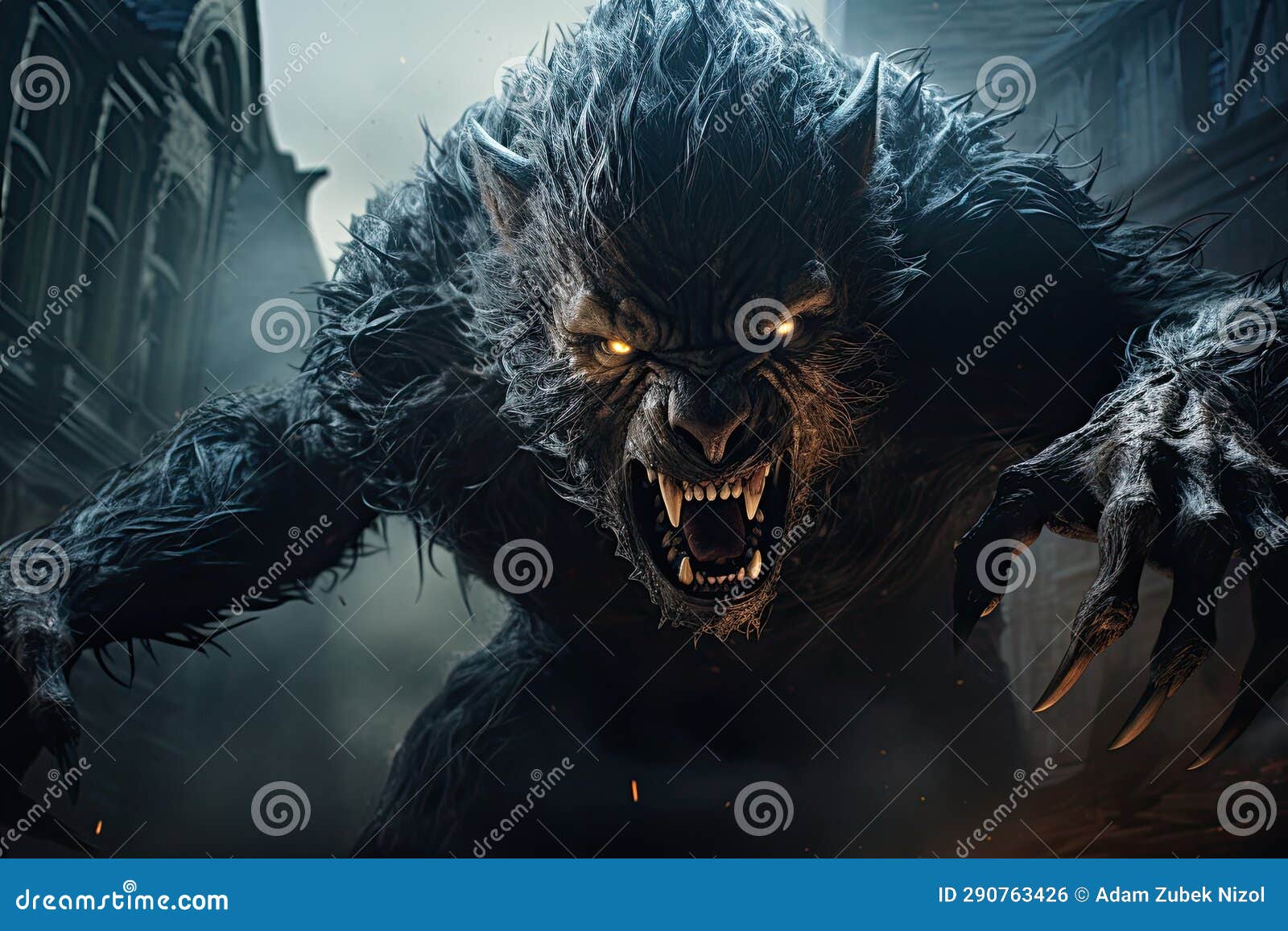 A Werewolf with Sharp Claws Stock Illustration - Illustration of fangs ...