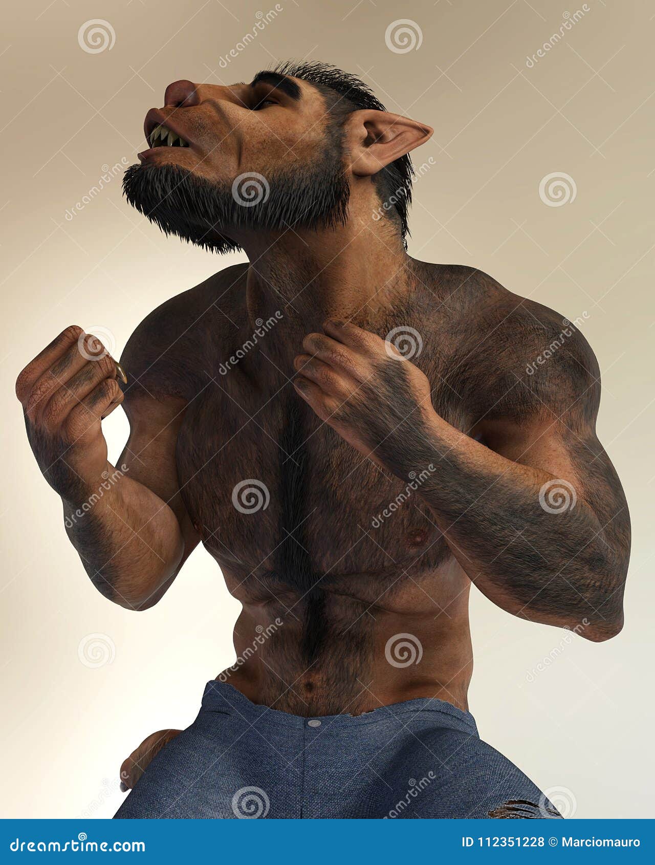 Werewolf in a White Background Stock Illustration - Illustration of ...