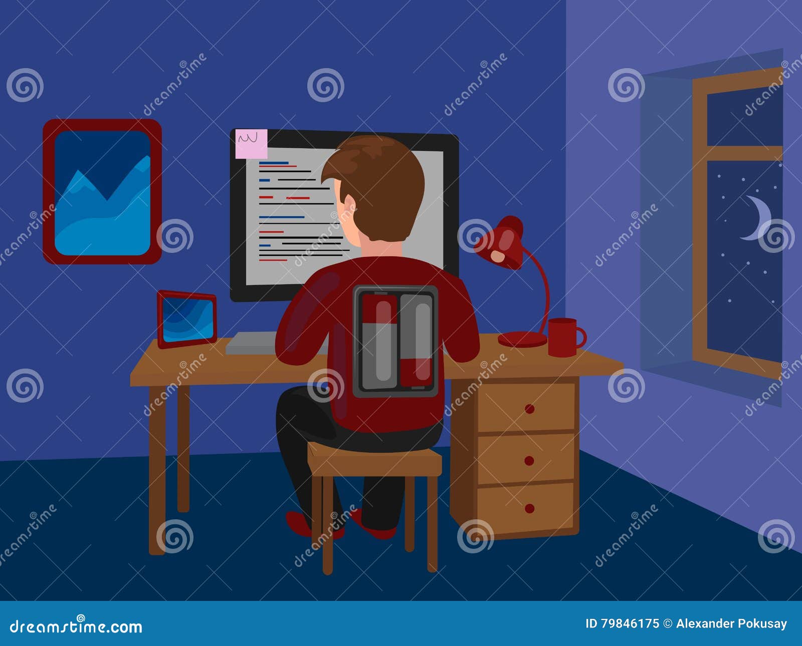 Werkverslaafdemens Op Batterijen Die Recente Vector Werken Vector ...