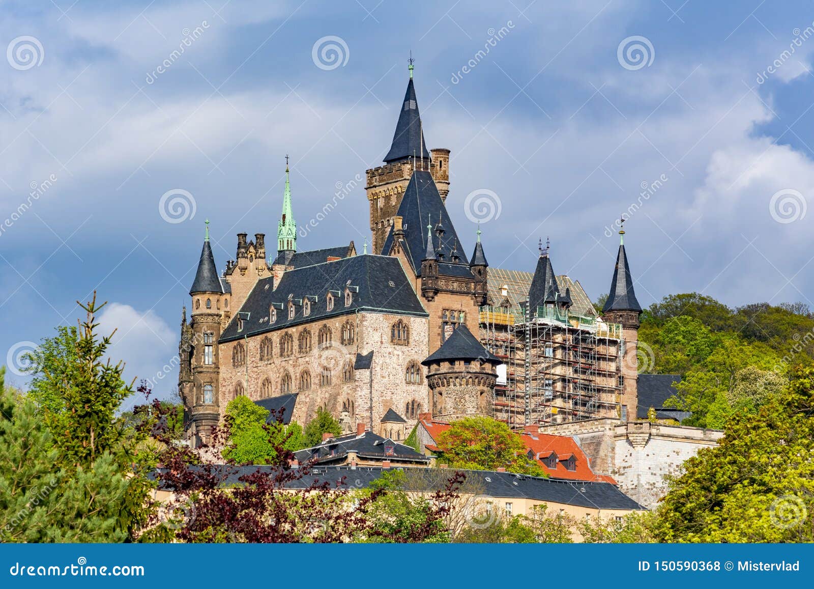 Wernigerode Castle at Sunset, Germany Stock Photo - Image of mountains ...