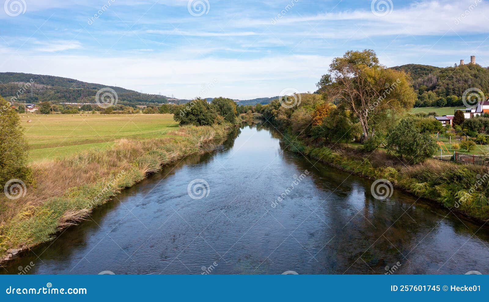 Werra River between Hesse and Thuringia at Herleshausen Stock Image ...