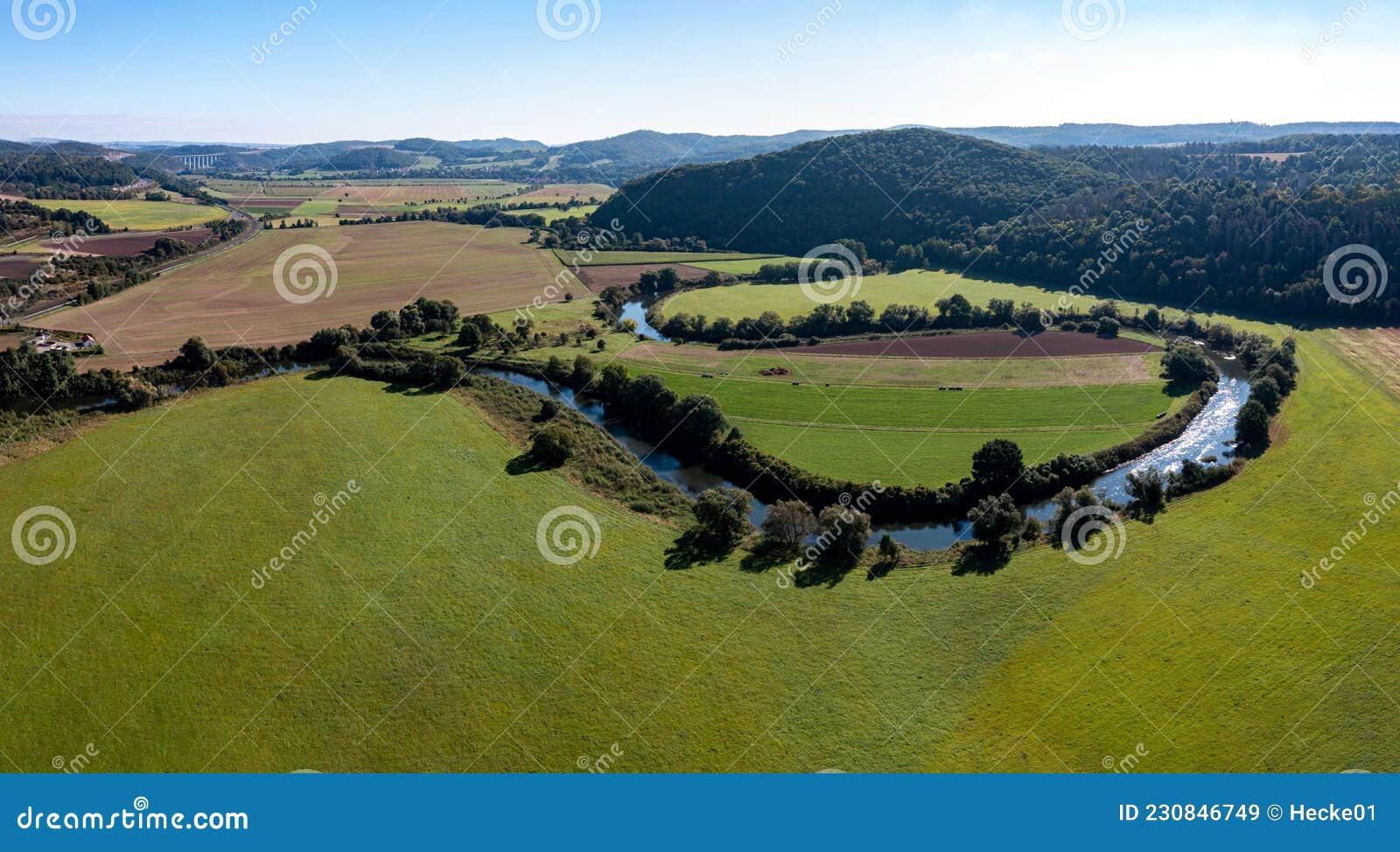 Werra River in the Werra Valley at Herleshausen between Hesse and ...