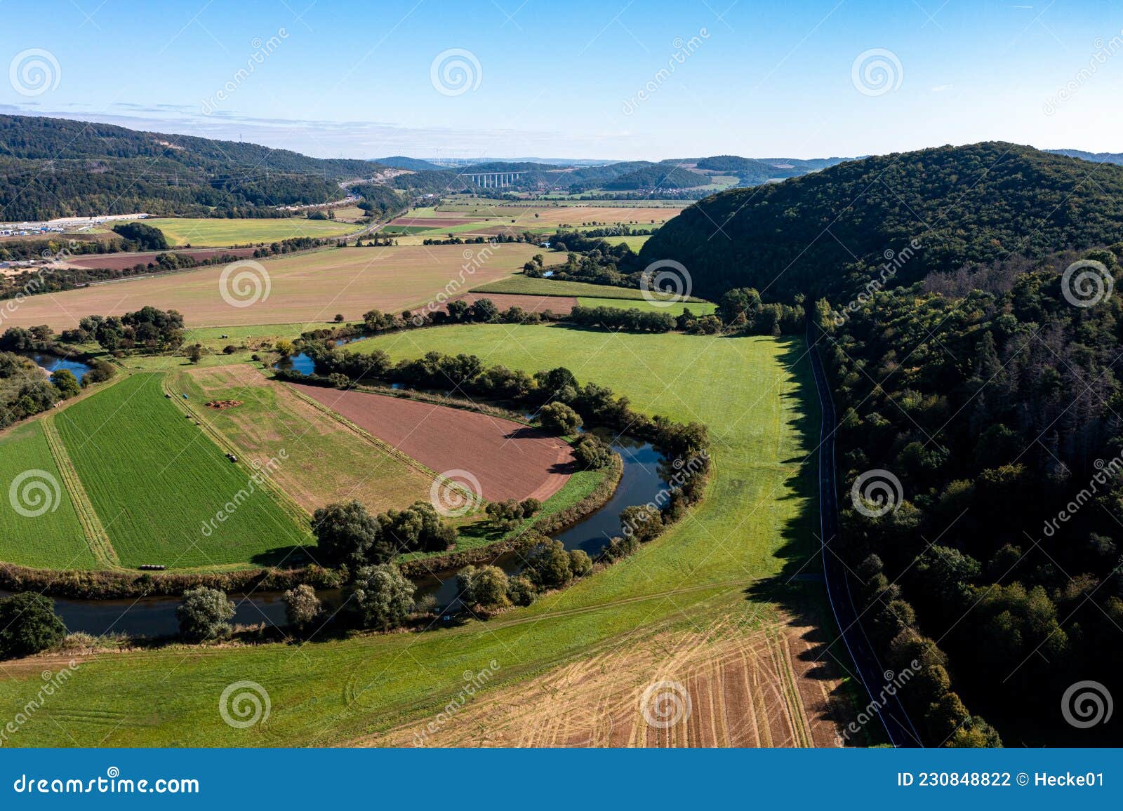 Werra River in the Werra Valley at Herleshausen between Hesse and ...