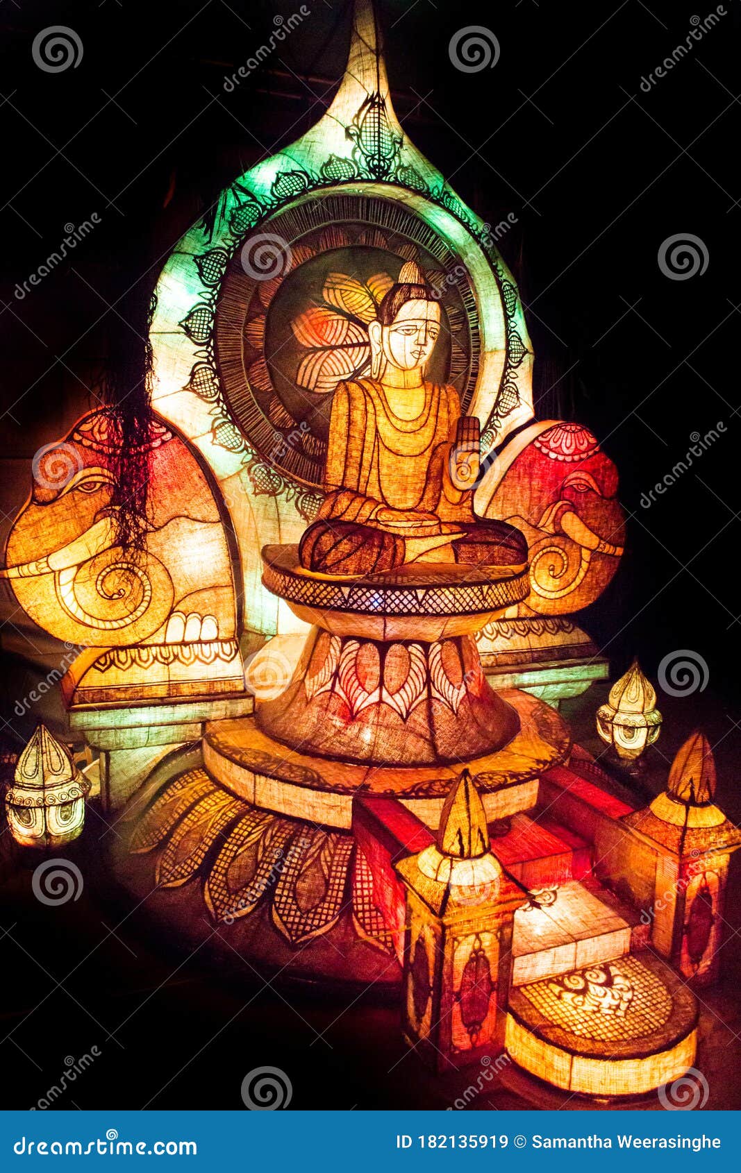 Vesak Lantern, Stupa-shaped Handmade Competition-style Vesak Kudu Wrap ...