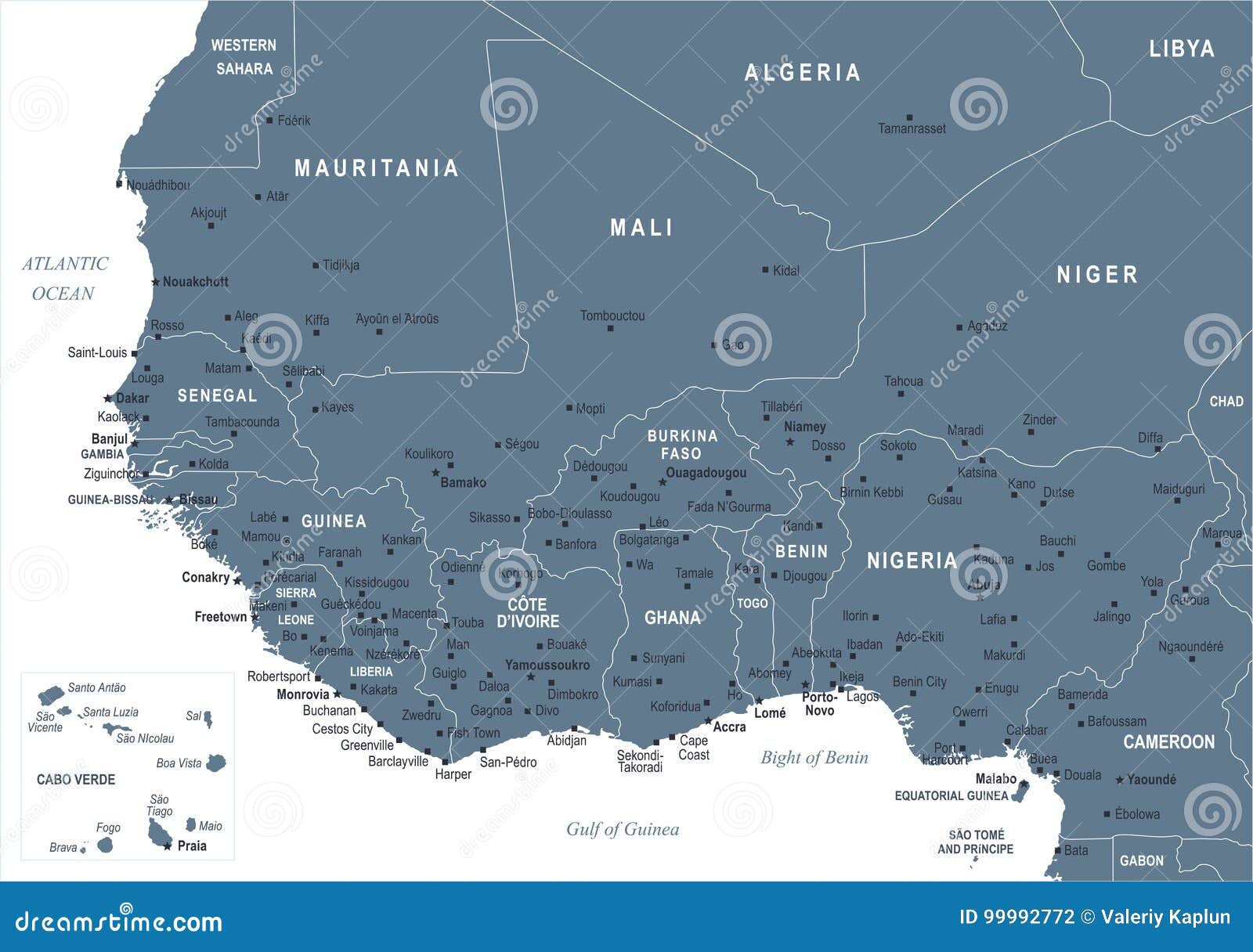 West Africa Map - Vector Illustration Stock Illustration - Illustration ...