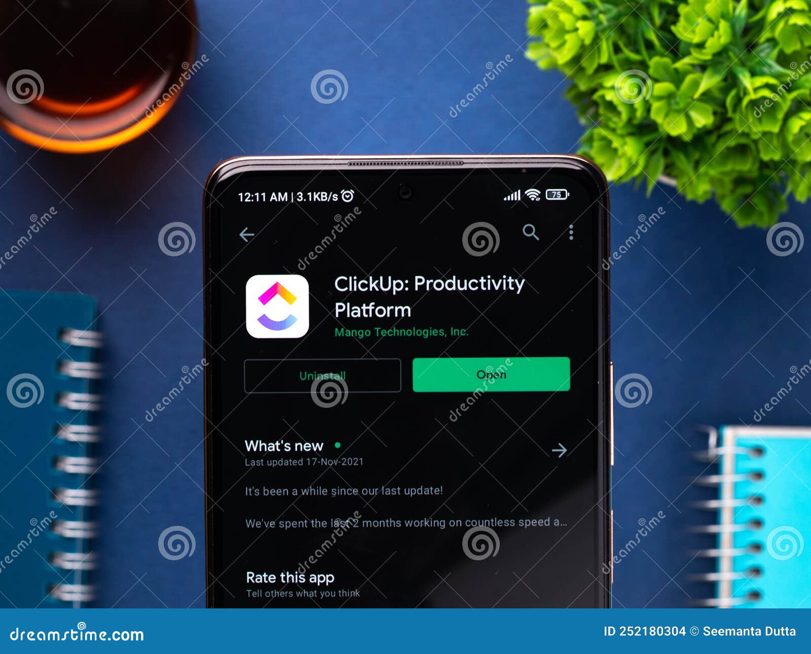 West Bangal, India - January 7, 2022 : ClickUp Logo on Phone Screen ...