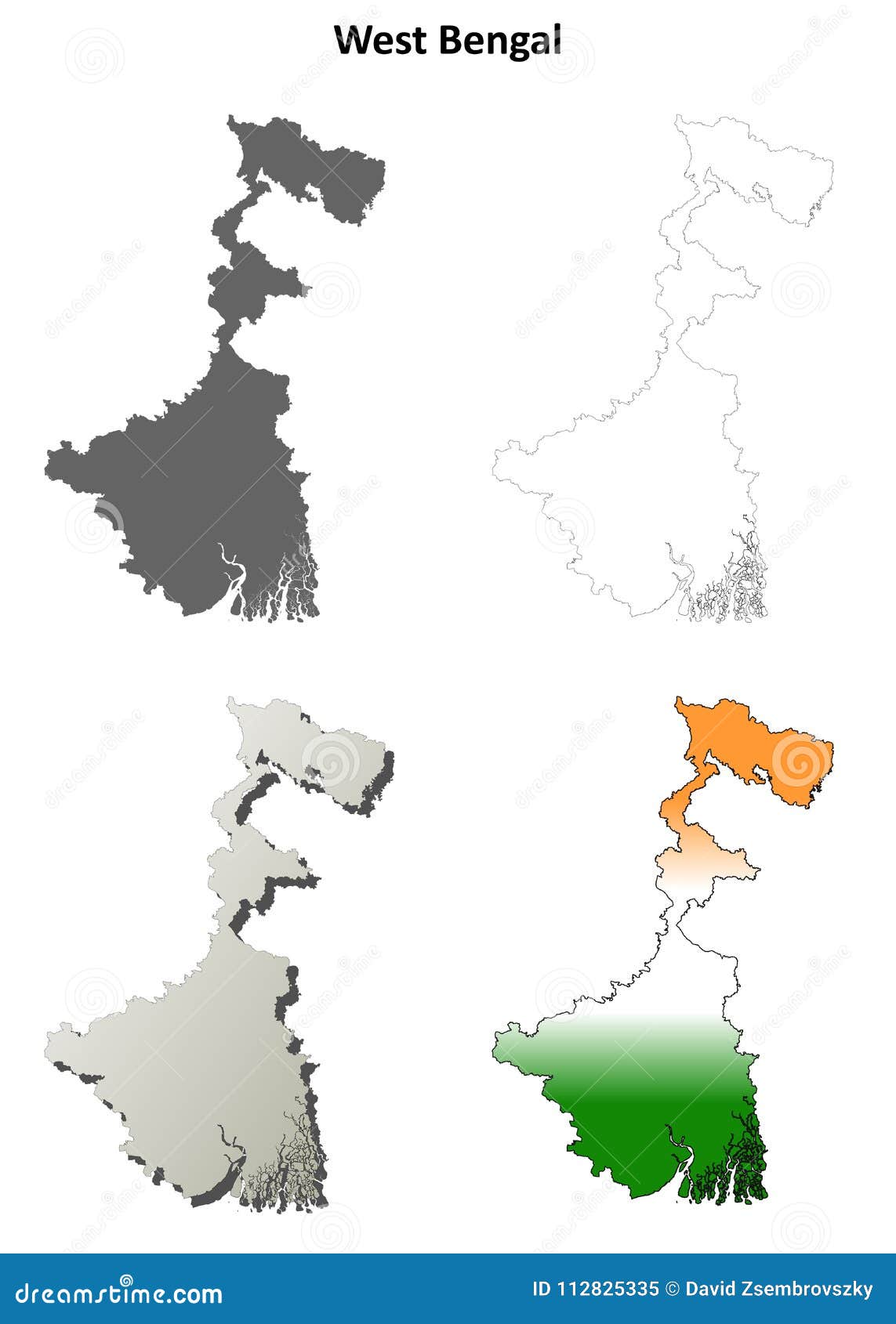 West Bengal Blank Outline Map Set Stock Vector - Illustration of ...