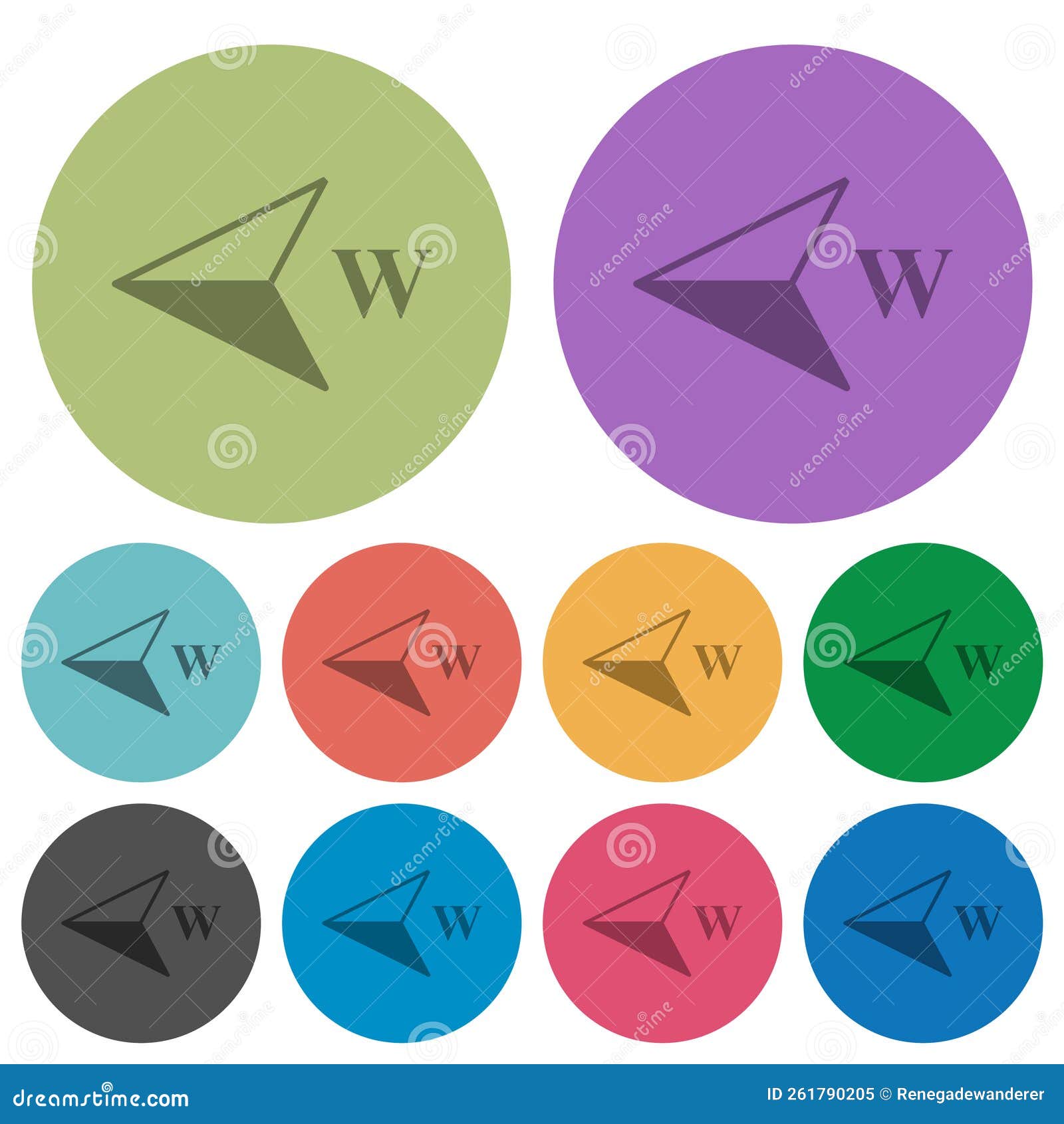 West Compass Direction Color Darker Flat Icons Stock Vector ...