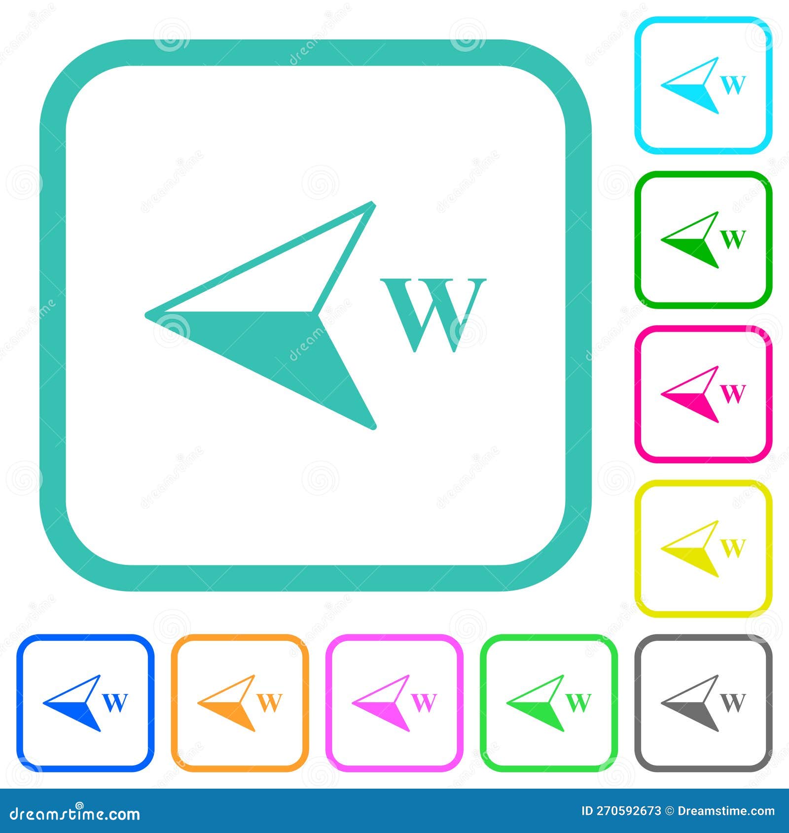 West Compass Direction Vivid Colored Flat Icons Stock Illustration ...