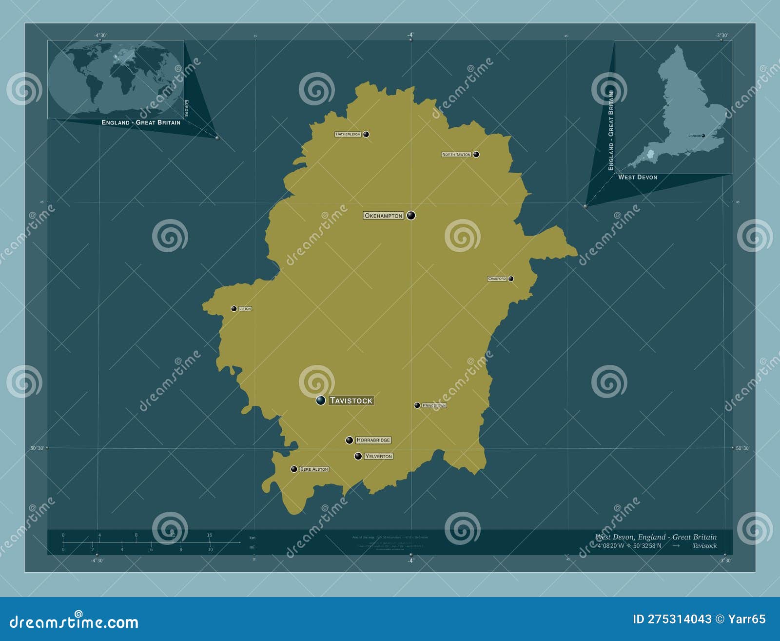West Devon, England - Great Britain. Solid. Labelled Points of C Stock ...