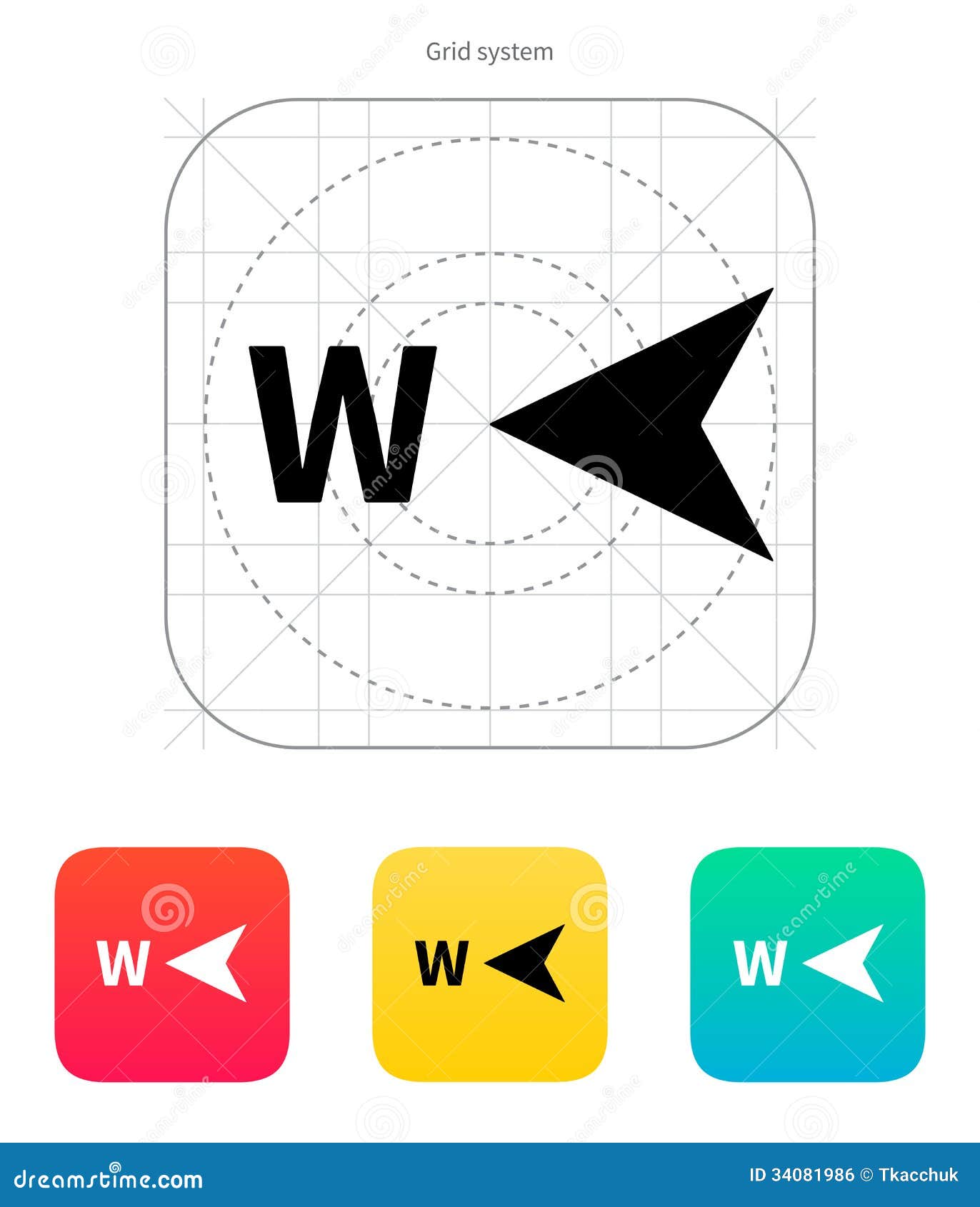 West Direction Compass Icon. Stock Vector - Illustration of single ...