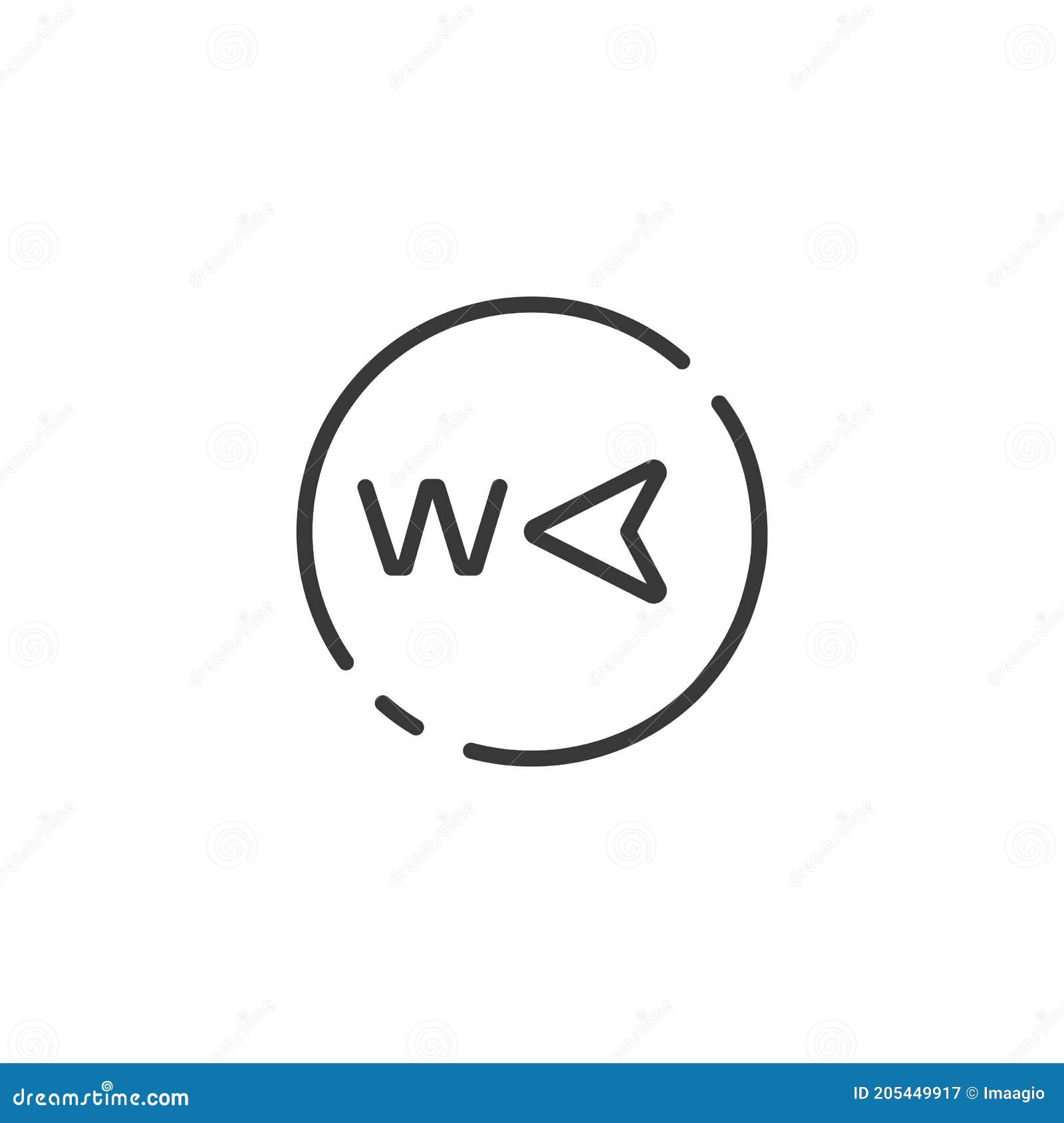 West Direction Thin Line Icon. Isolated Weather Vector Illustration ...