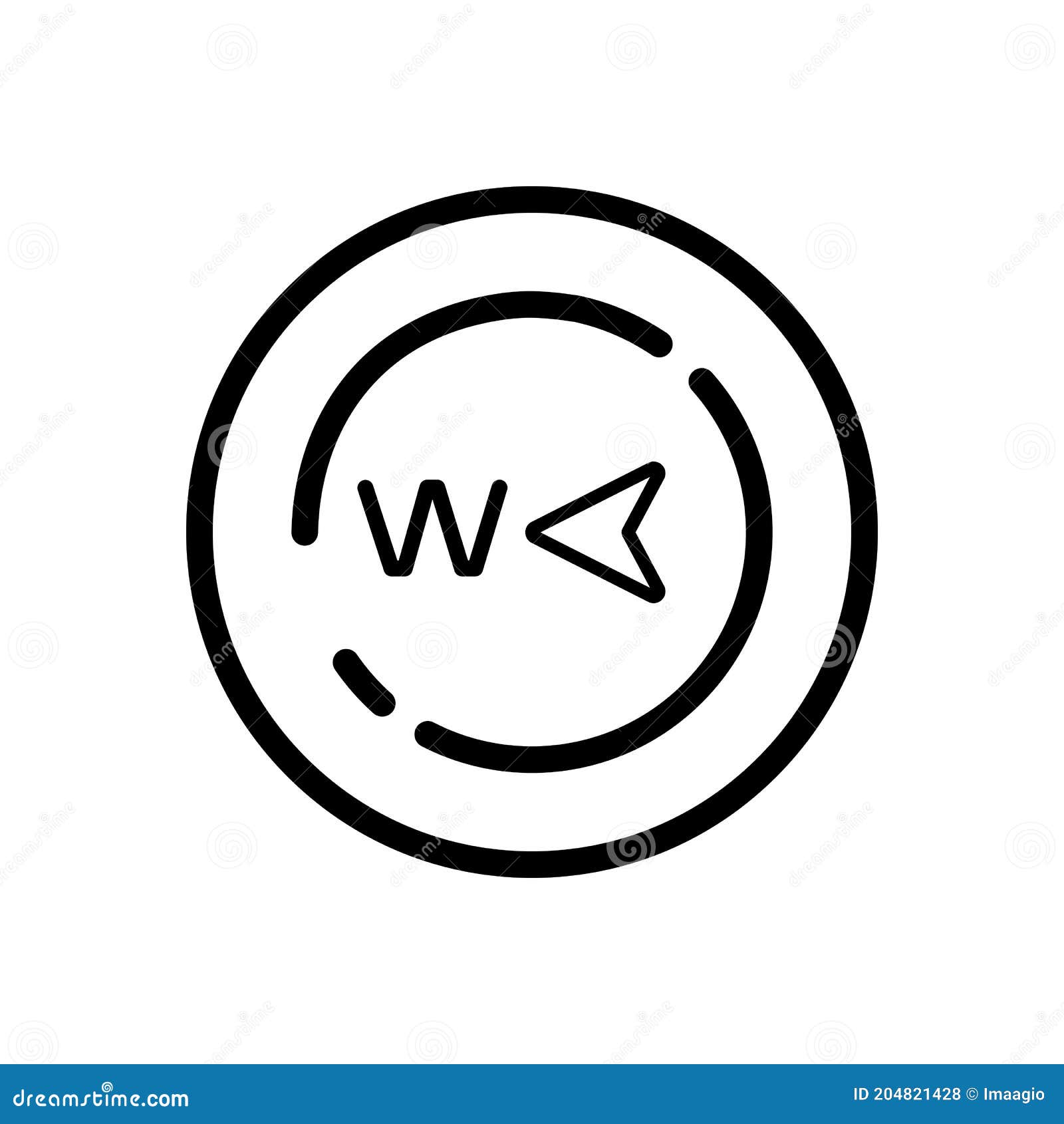 West Direction. Weather Icon in a Circle. Isolated Vector Illustration ...