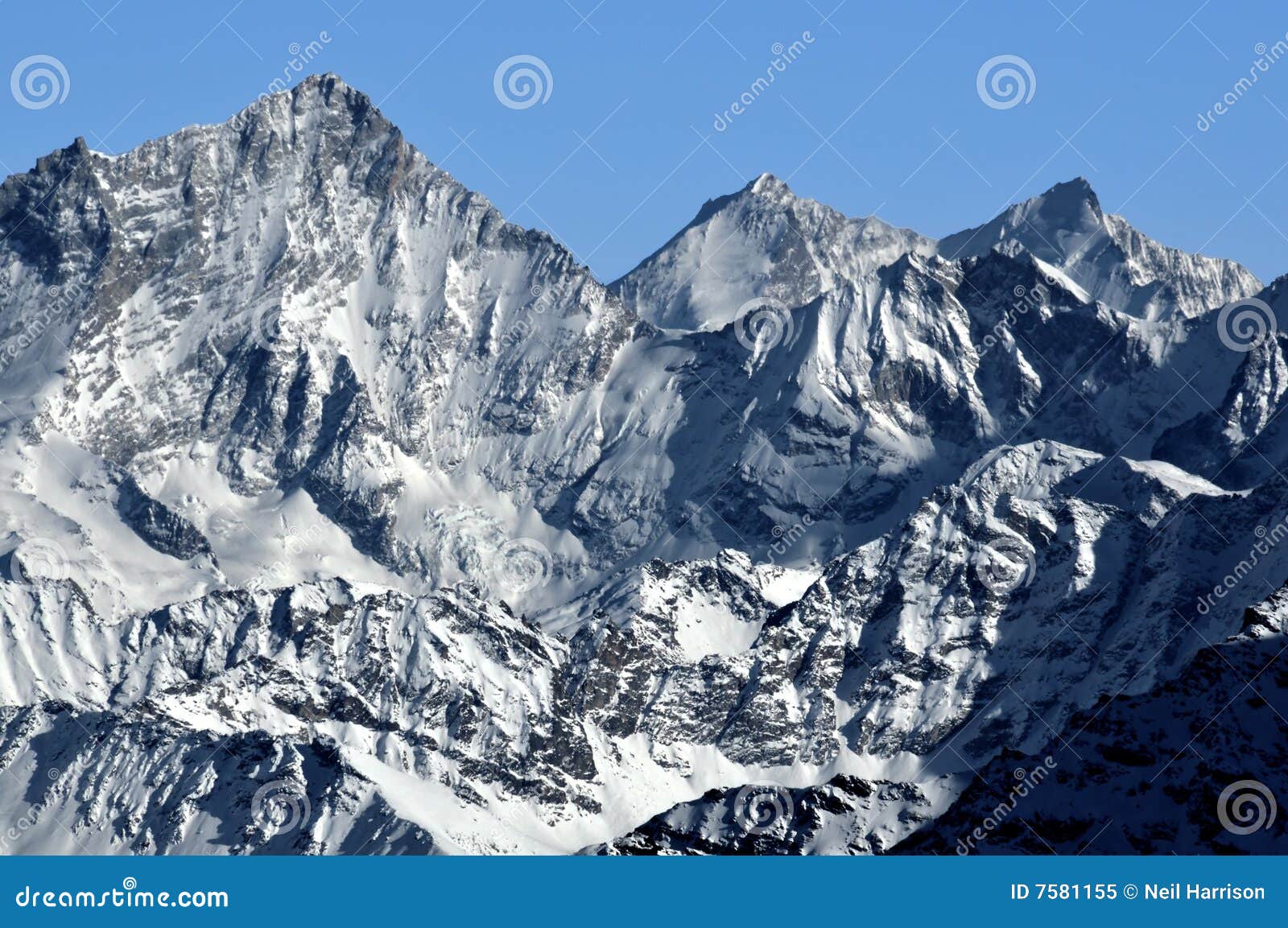 West Face of Weisshorn and Obergabelhorn Stock Image - Image of ...