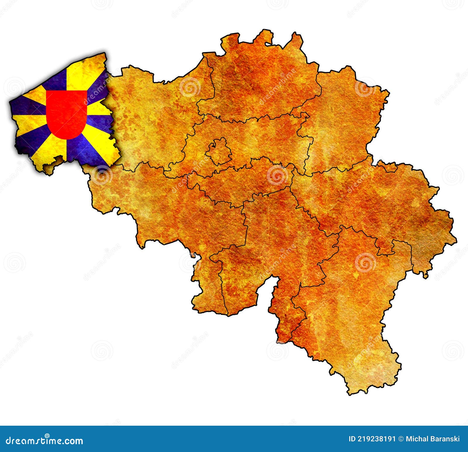 West Flanders on Map of Belgium Stock Illustration - Illustration of ...