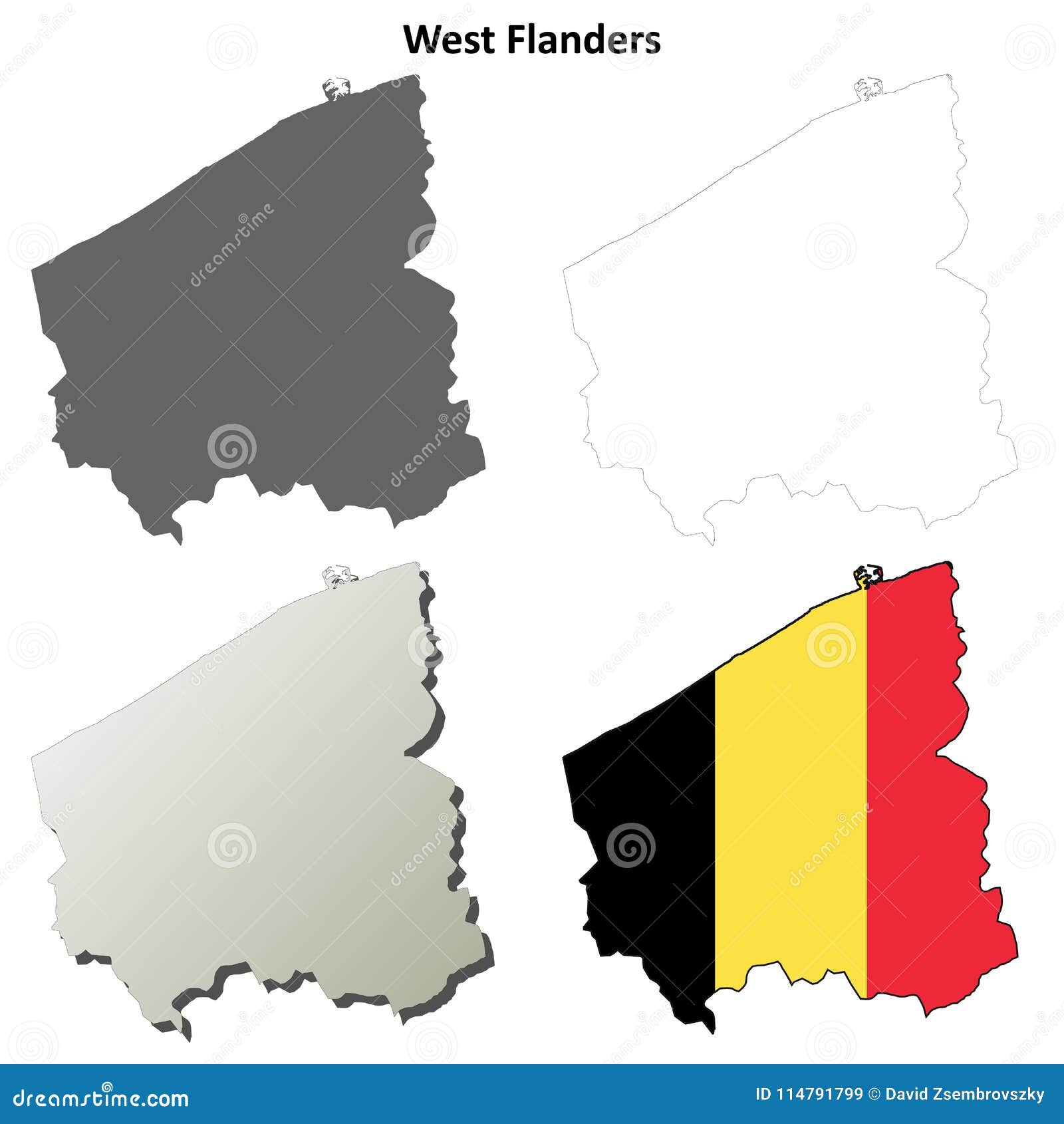 West Flanders Outline Map Set - Belgian Version Stock Vector ...