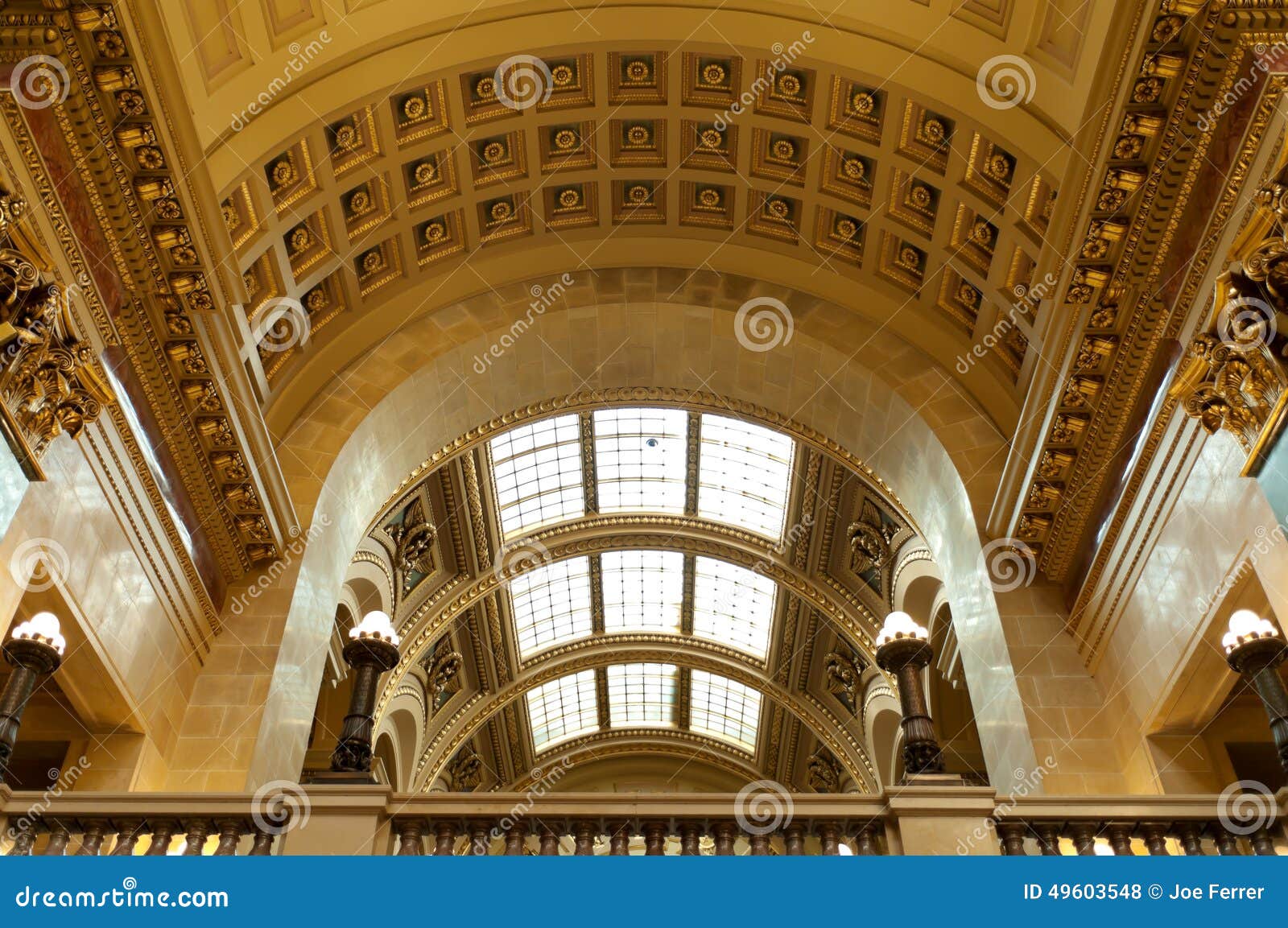 West Gallery of Wisconsin State Capitol Stock Photo - Image of marble ...