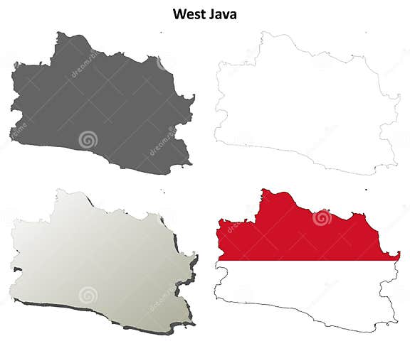 West Java Blank Outline Map Set Stock Vector - Illustration of jawa ...