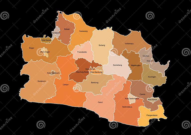 West Java Map-Vector.Indonesia Cutout Stock Illustration - Illustration ...