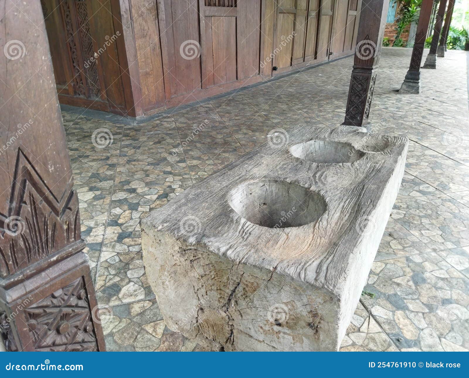 West Java Traditional Wooden Rice Pounder Stock Photo - Image of ...