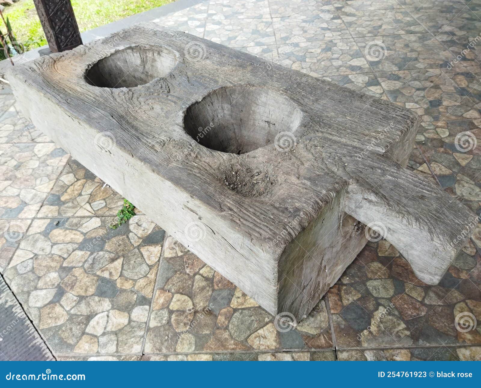 West Java Traditional Wooden Rice Pounder Stock Image - Image of ...