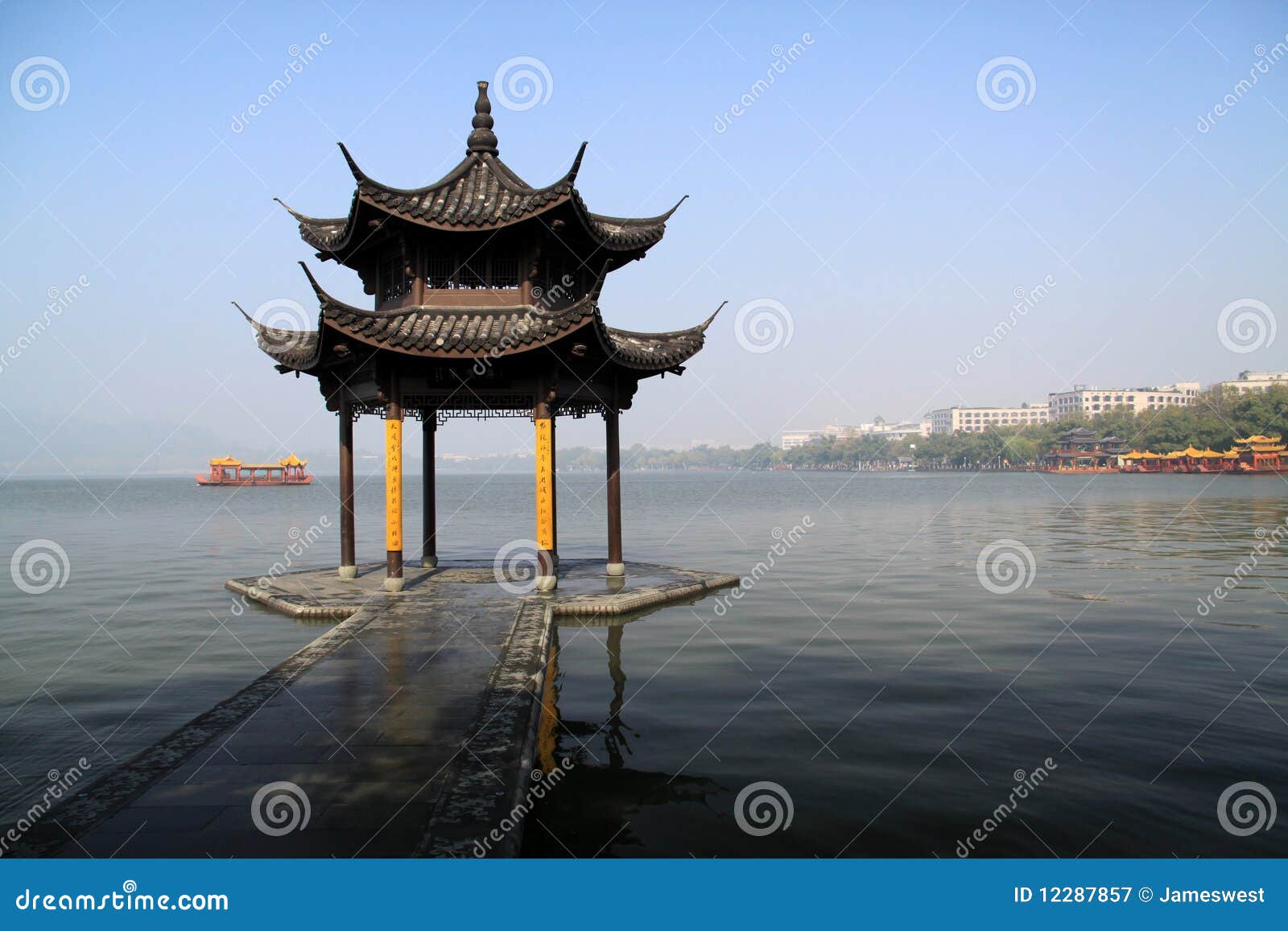 West Lake ( XiHu ) stock image. Image of shoreline, dark - 12287857