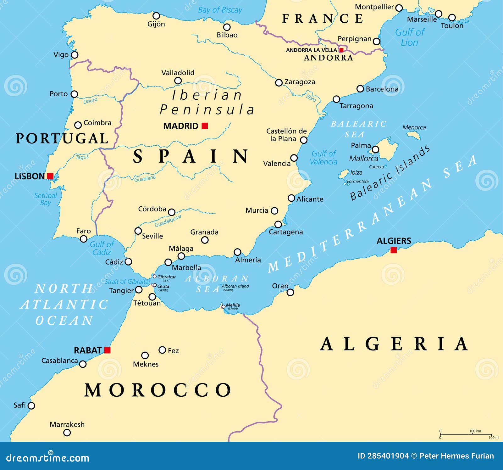 Map Of Iberian Peninsula - Ceuta Stock Photography | CartoonDealer.com ...