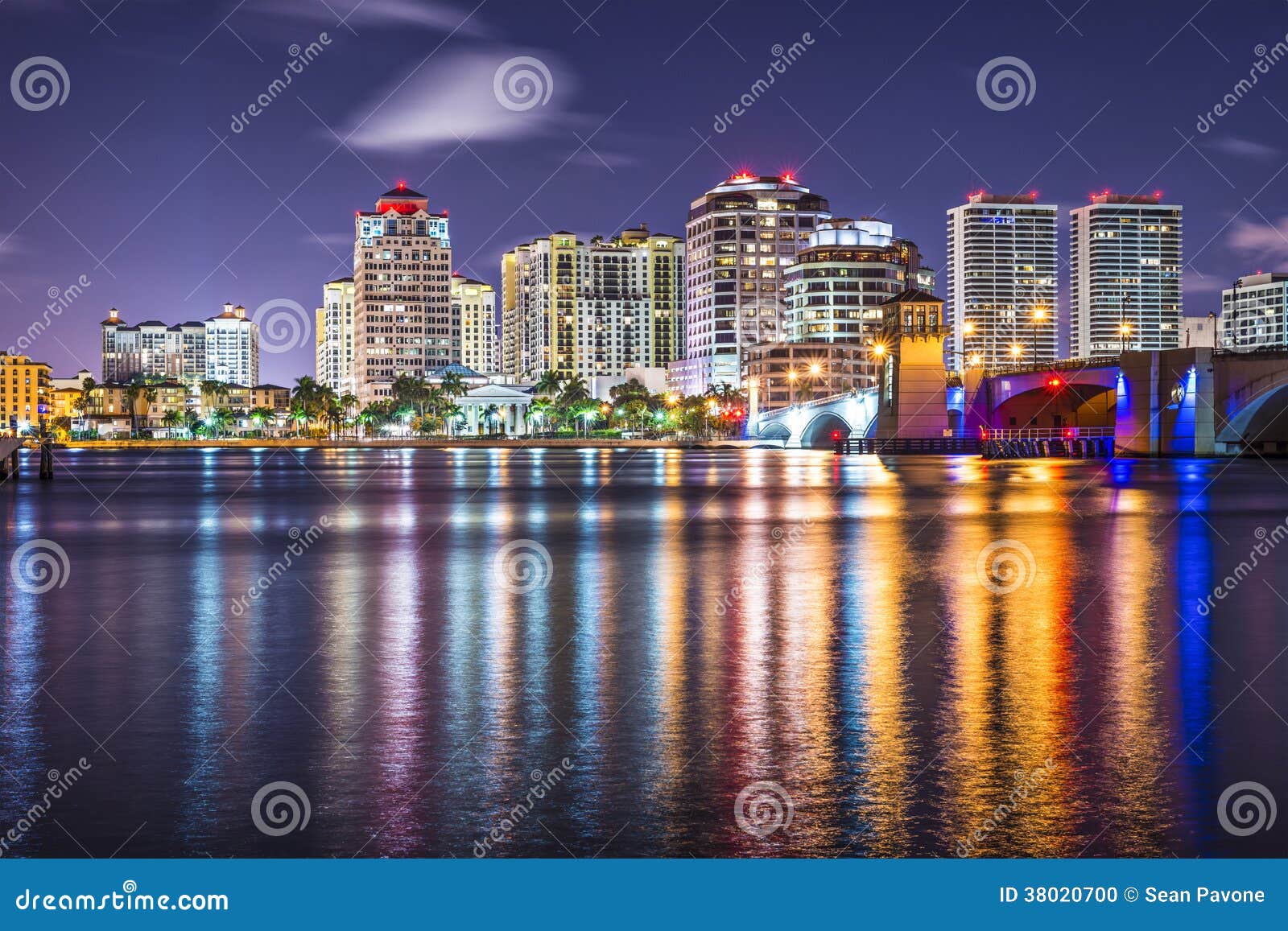 West Palm Beach stock photo. Image of florida, night - 38020700