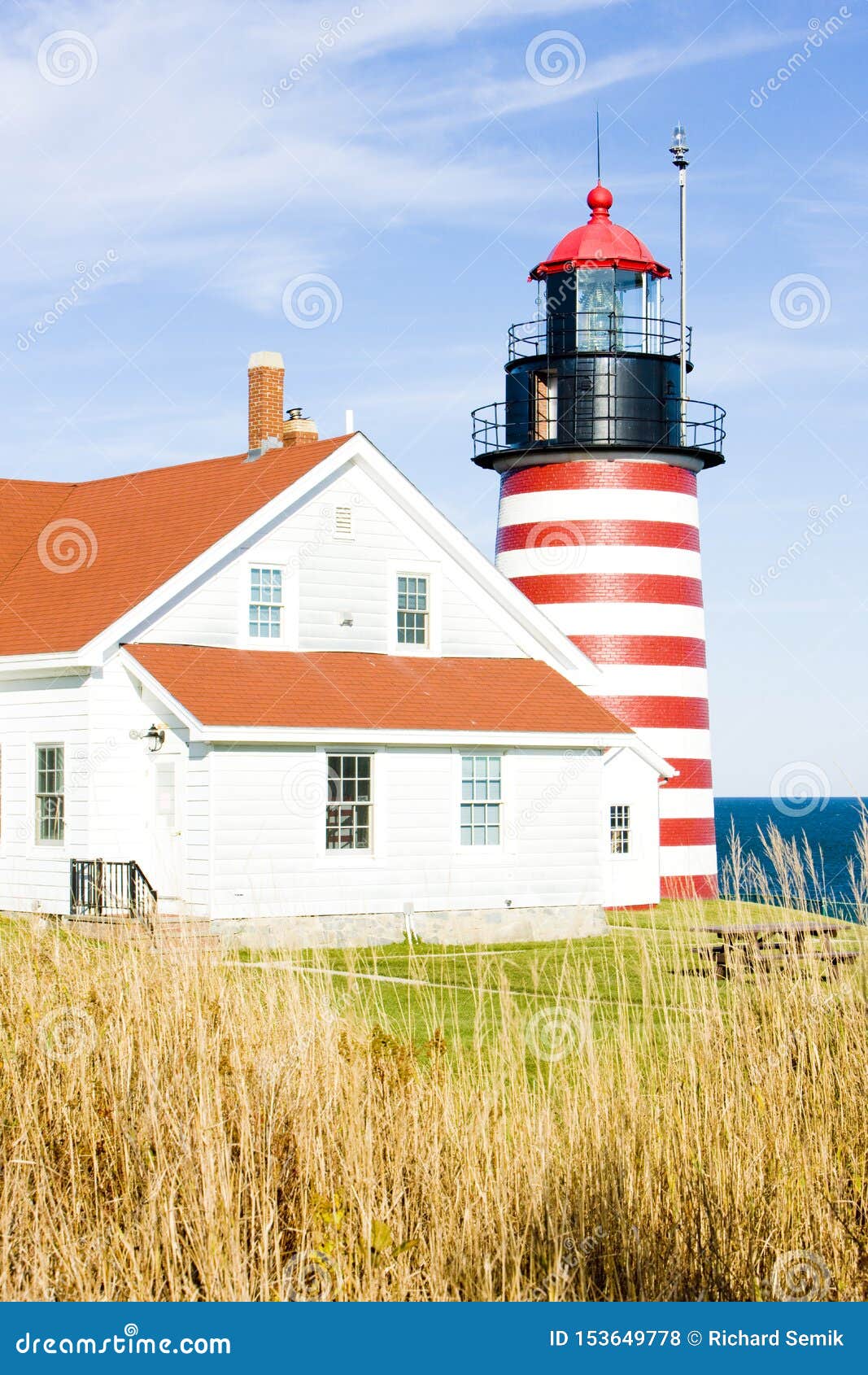 West Quoddy Head Lighthouse, Maine, USA Stock Photo - Image of north ...