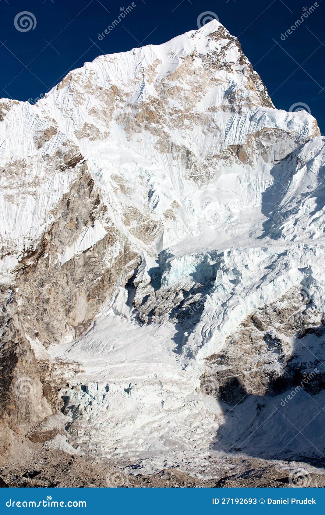 West Rock Face of Nuptse Peak Stock Image - Image of himalayan ...
