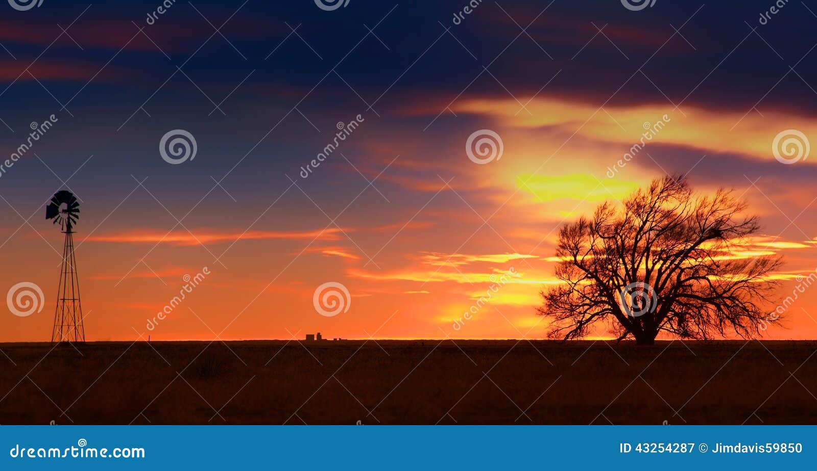 West Texas Sunset stock image. Image of texas, wimdmill - 43254287