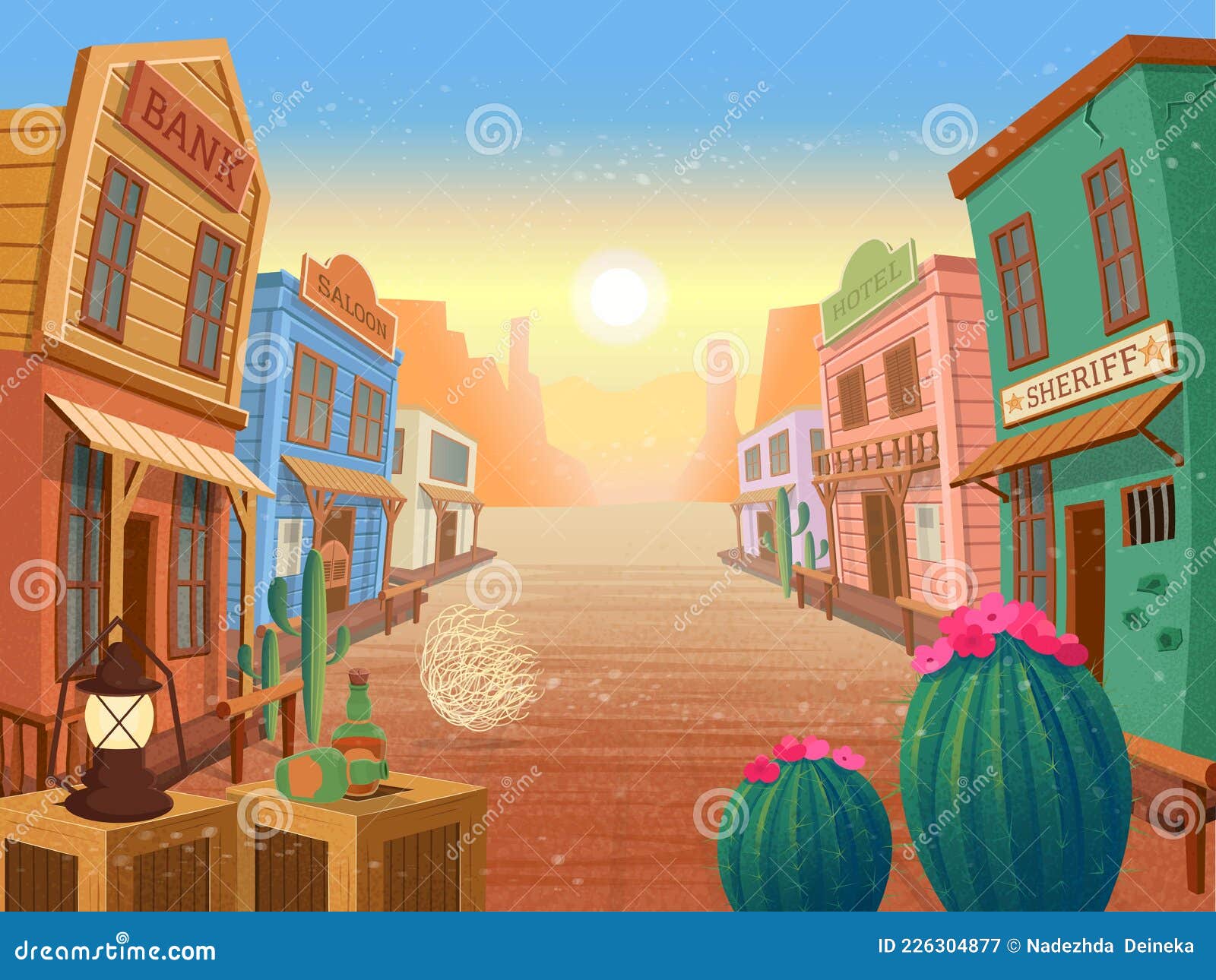 Western Town.Vector Illustration In Cartoon Style | CartoonDealer.com ...