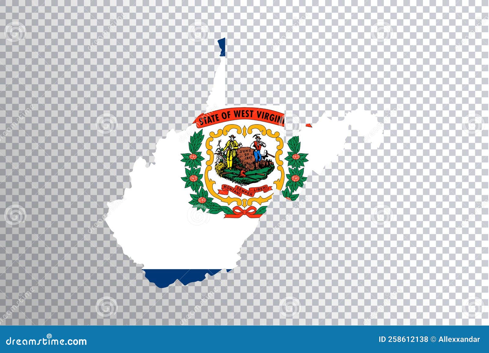 West Virginia Flag on Map, Transparent Background Stock Photo - Image of modern, global: 258612138