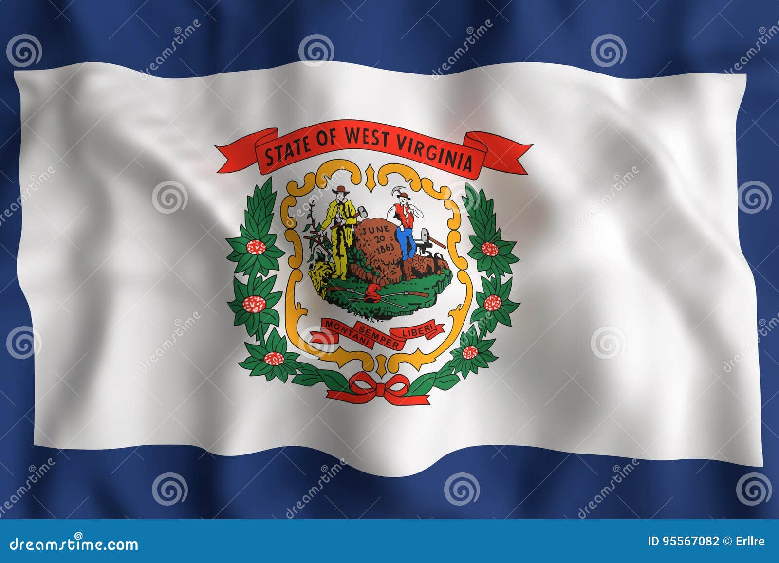 West Virginia State flag stock illustration. Illustration of design ...