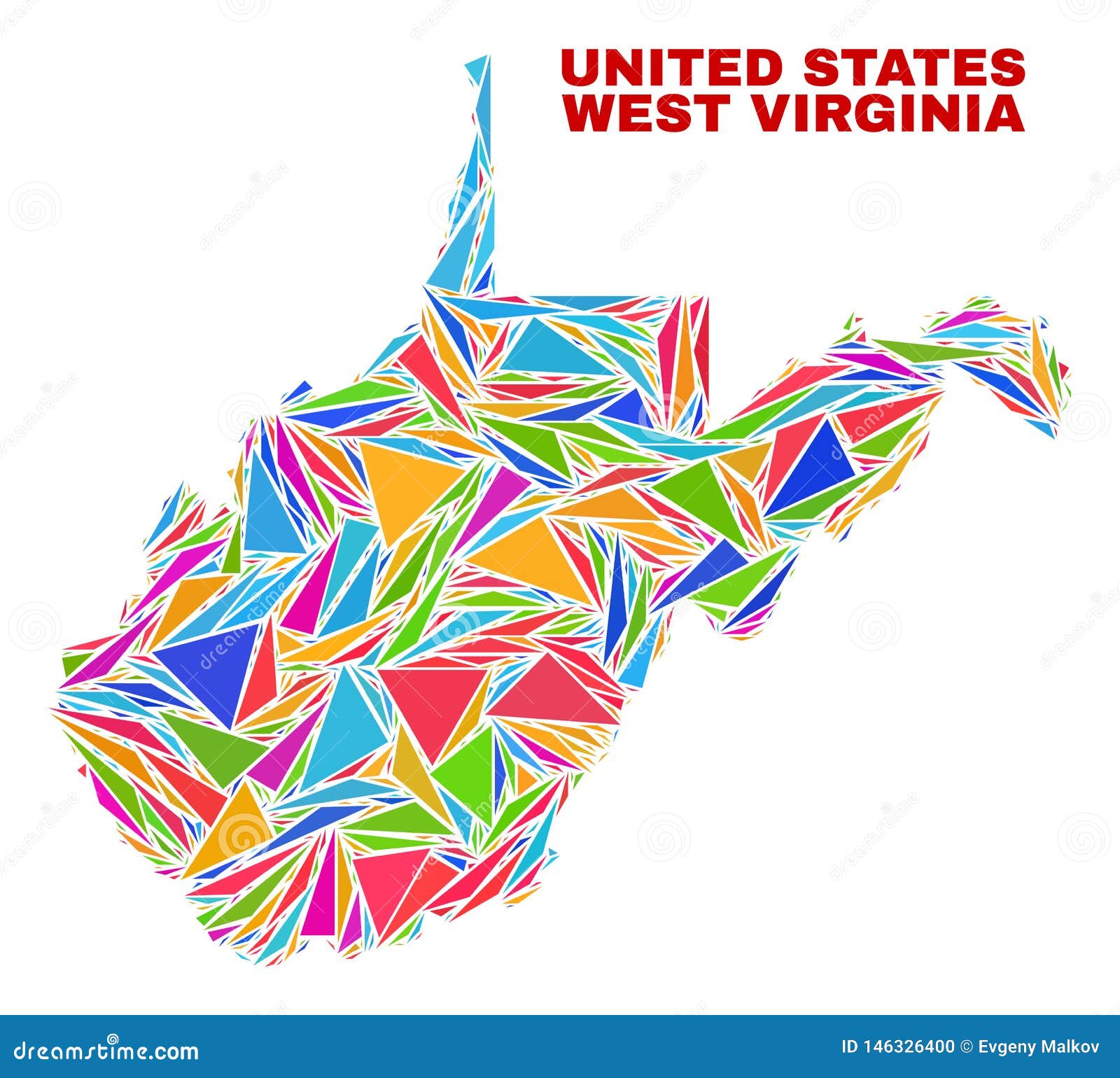 West Virginia State Map - Mosaic of Color Triangles Stock Vector ...