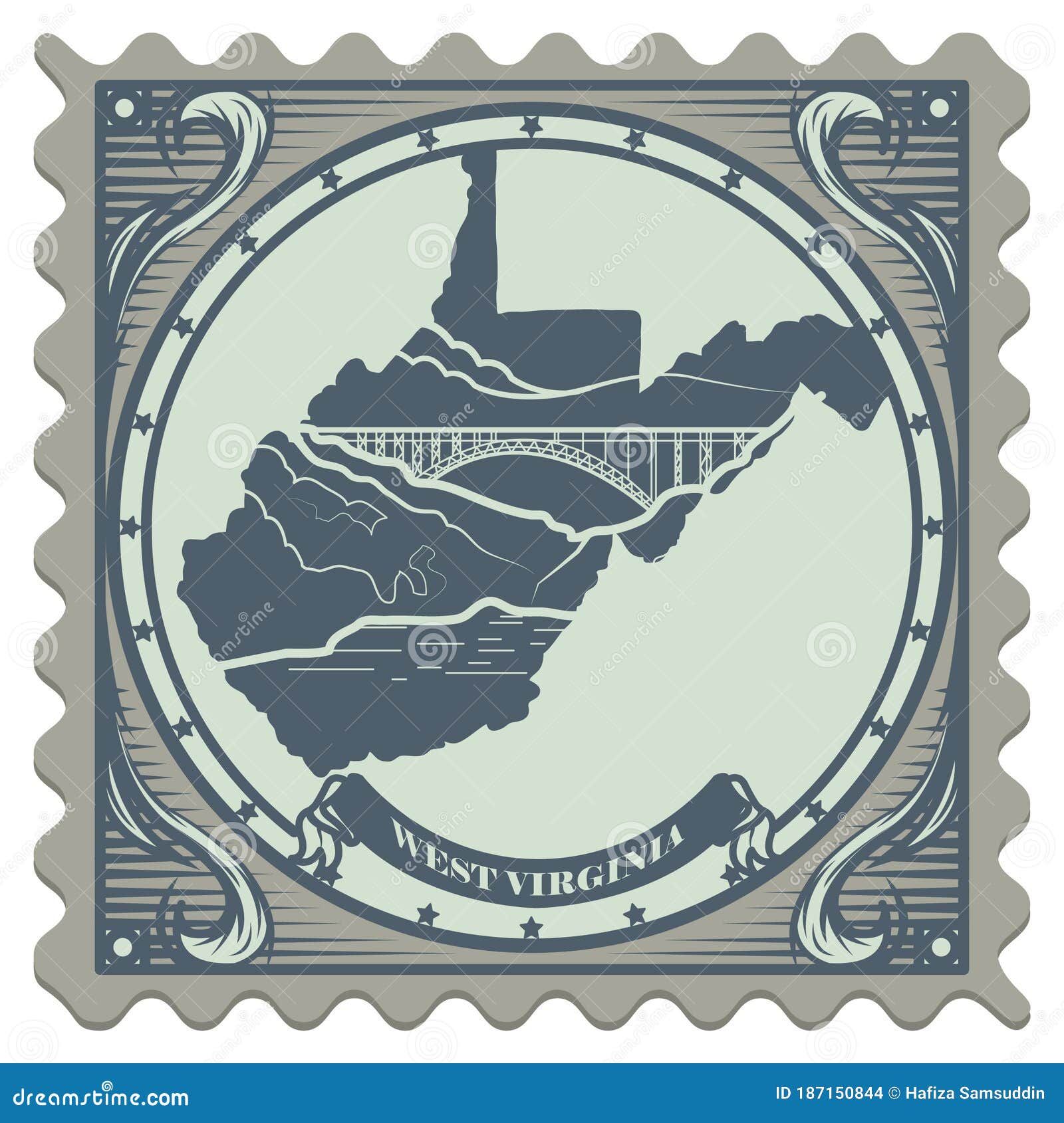 West Virginia State Postage Stamp. Vector Illustration Decorative ...