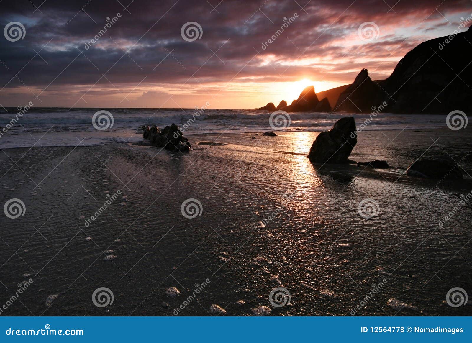 Westcombe Beach South Hams at Stock Photo - Image of foam, setting ...