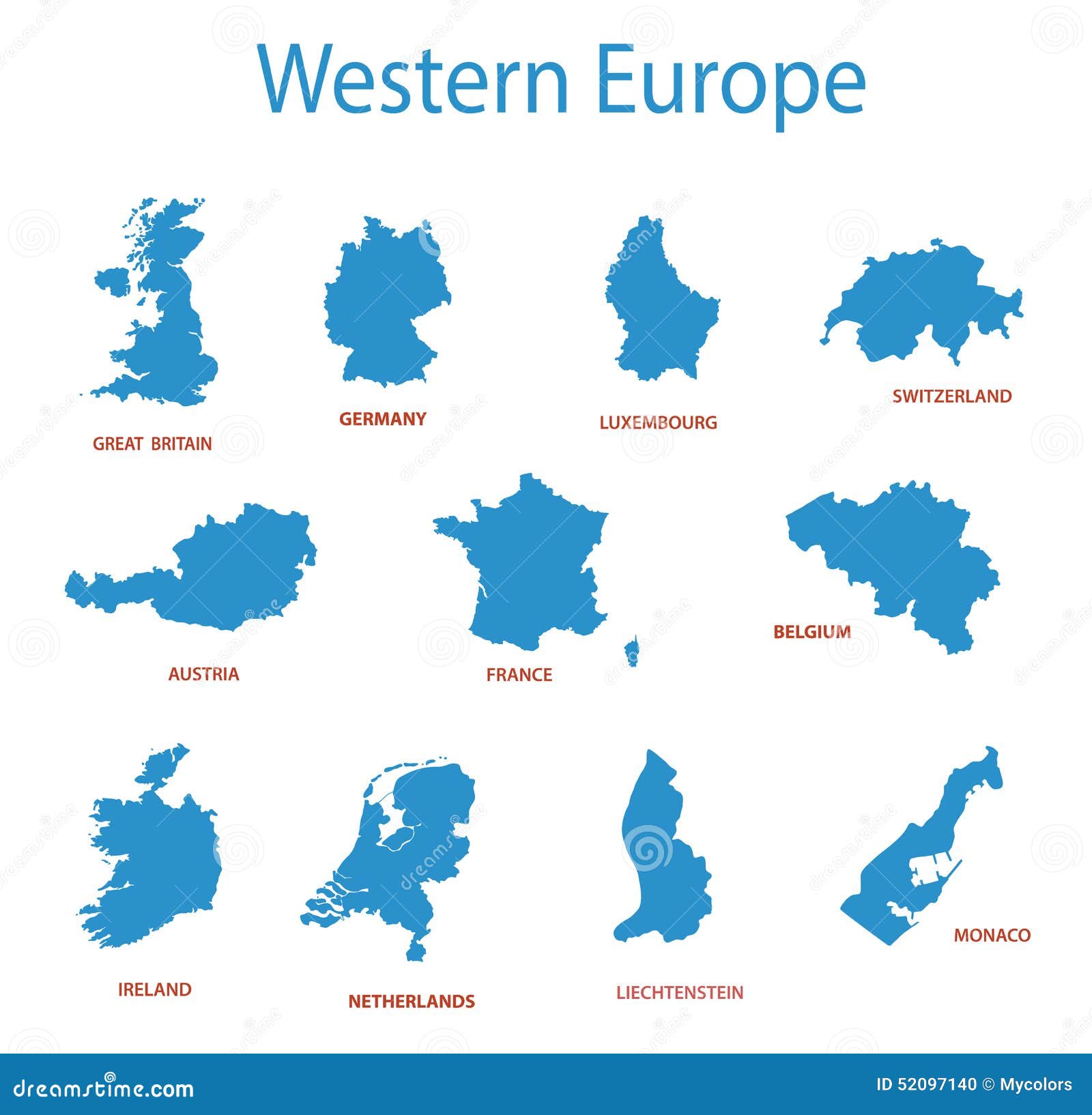 Westelijk Europa - Kaarten Van Gebieden Vector Illustratie ...