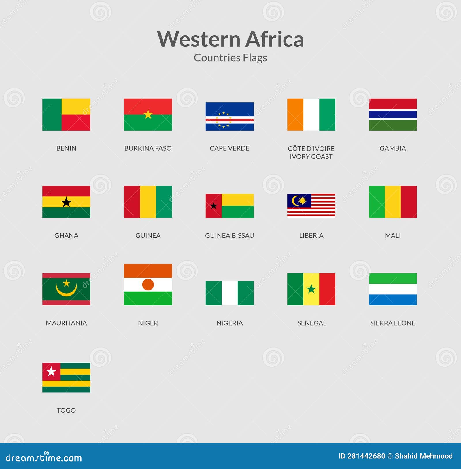 OIC Countries Rectangle Flag Icon Cartoon Vector | CartoonDealer.com ...