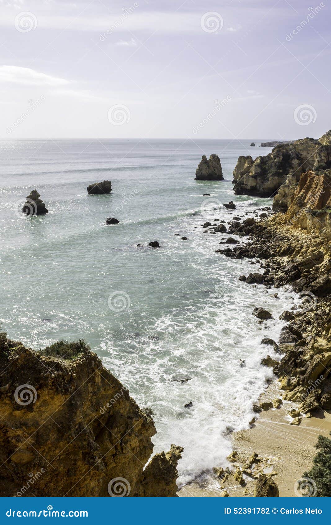 Western Algarve Cliffs Atlantic Beach Scenario. Stock Photo - Image of ...